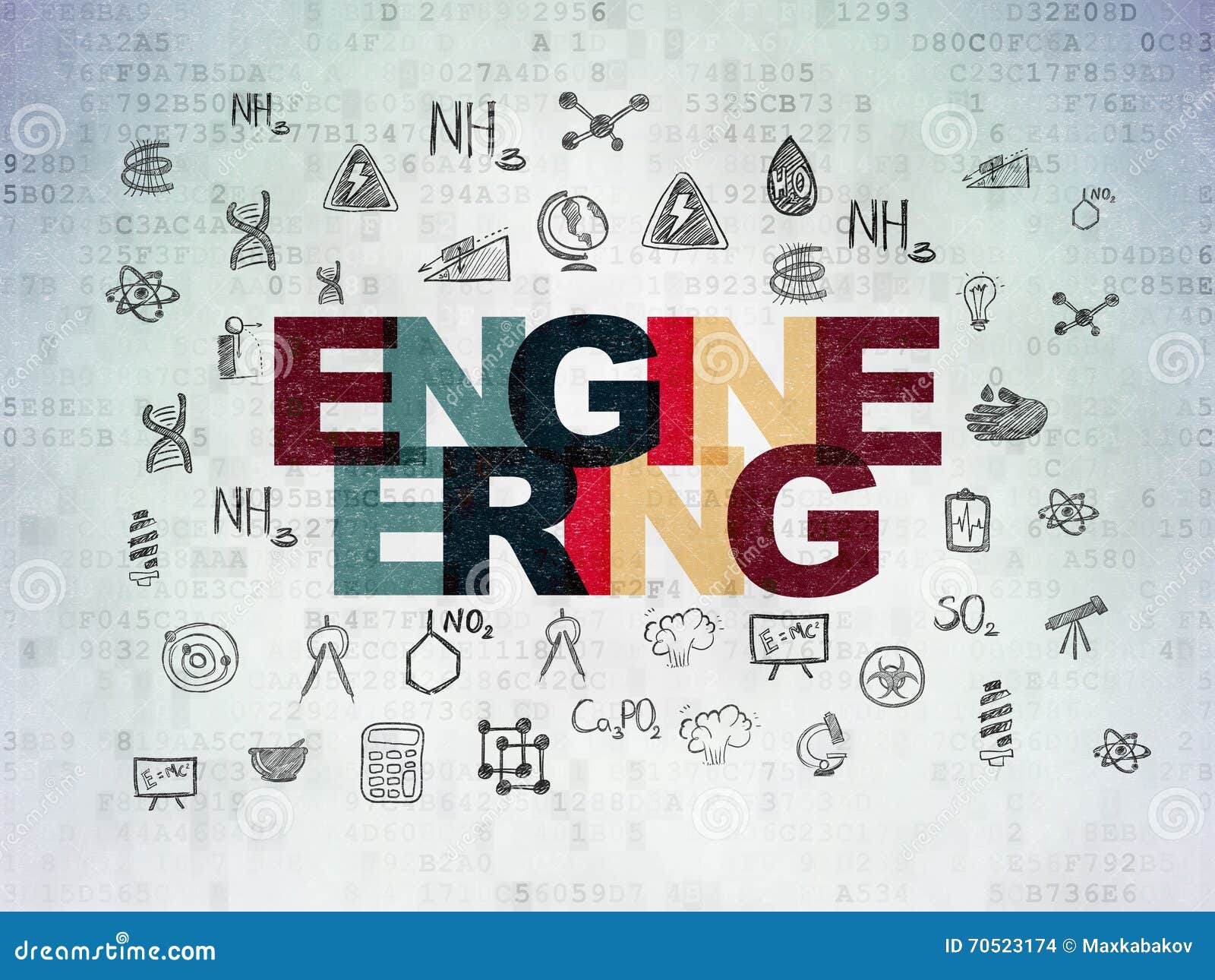 Science Concept: Engineering on Digital Data Paper Background Stock ...