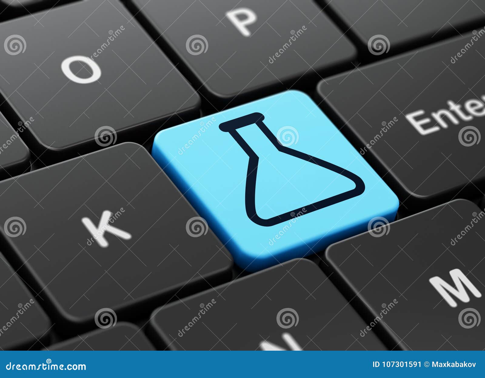 Science Concept: Flask on Computer Keyboard Background Stock ...