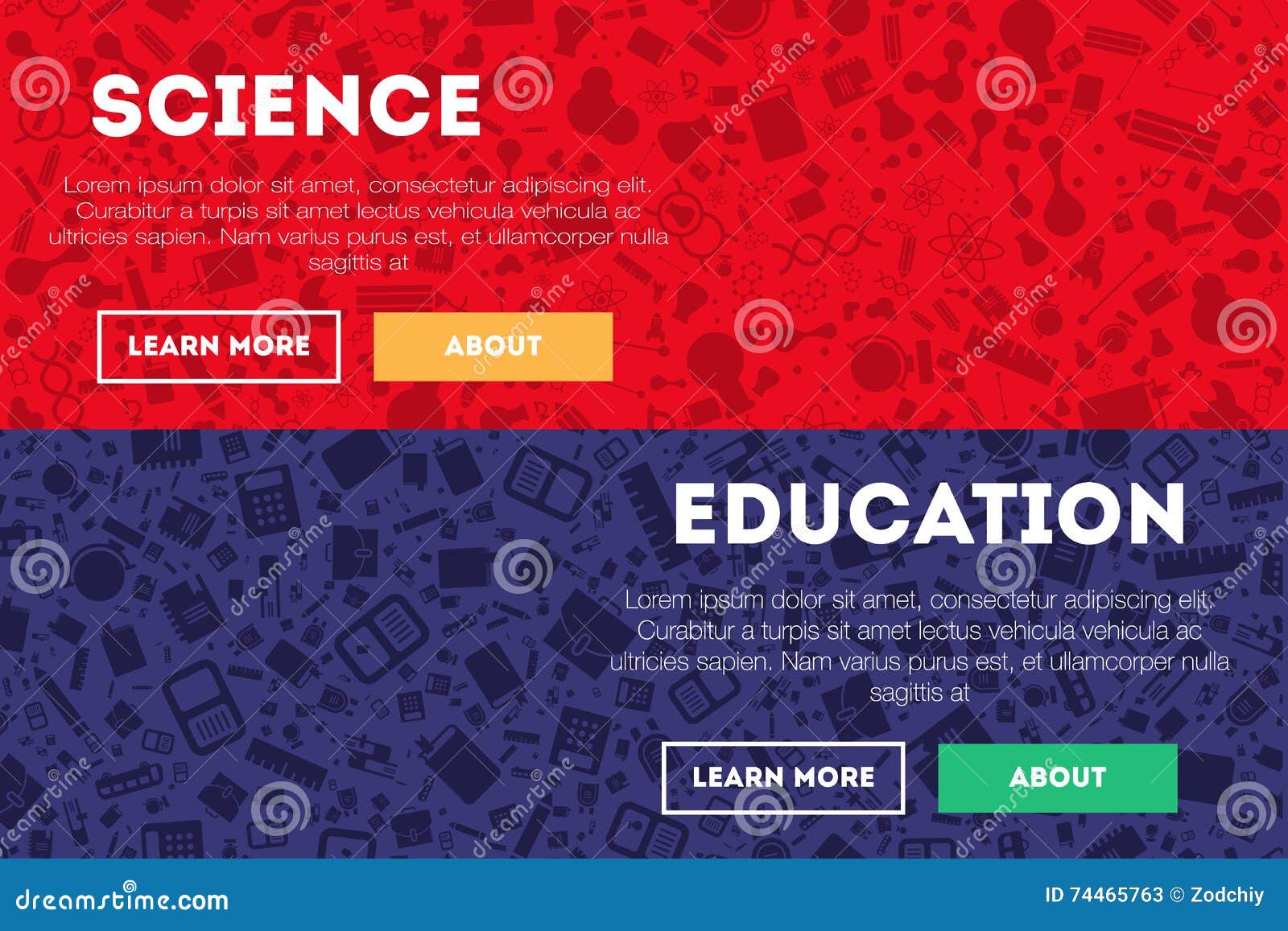 Science, Concept Header, Flat Design Glyph Style Stock Vector ...