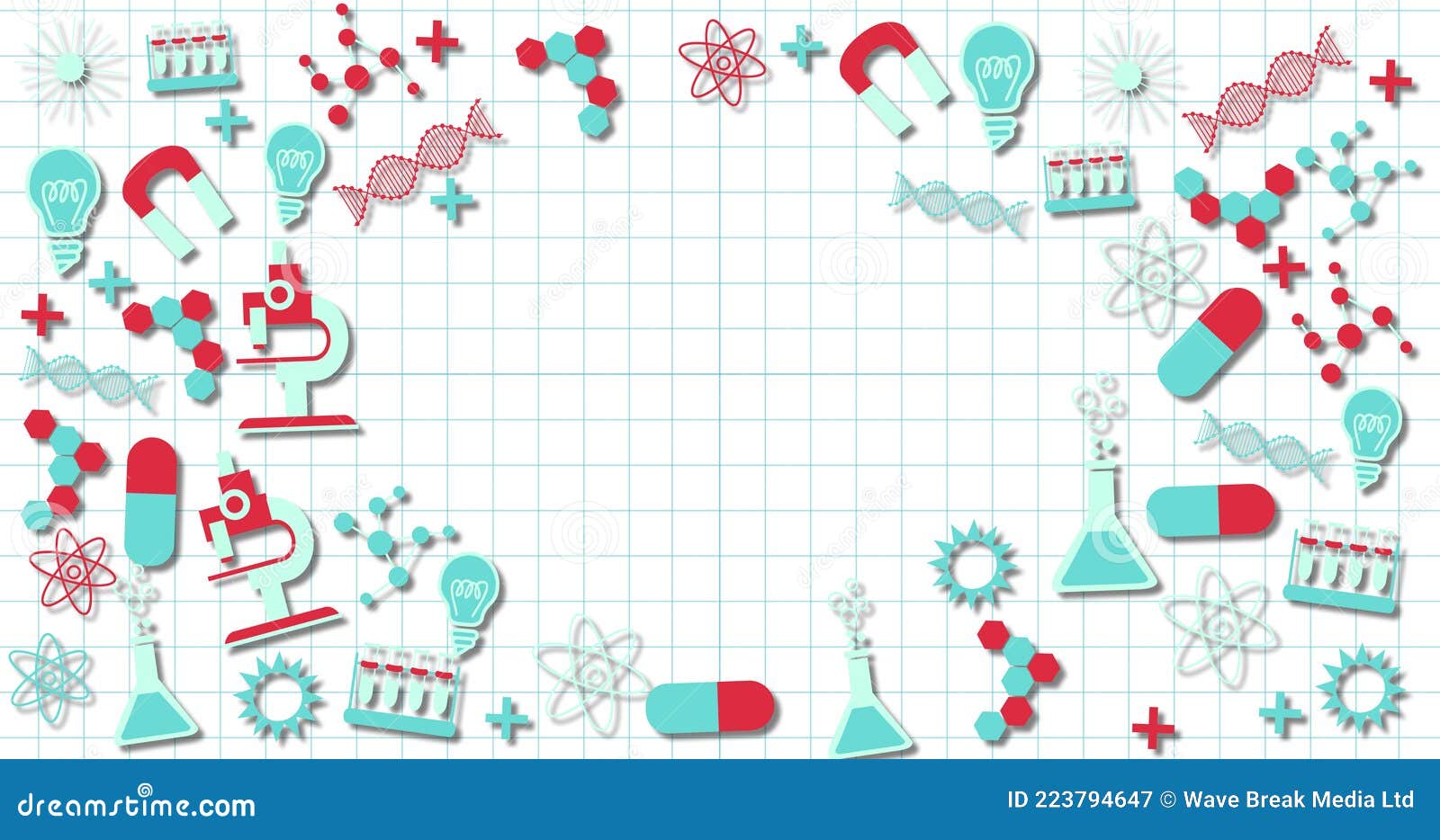 Science Concept Icons Against Square Lined Paper Stock Illustration ...