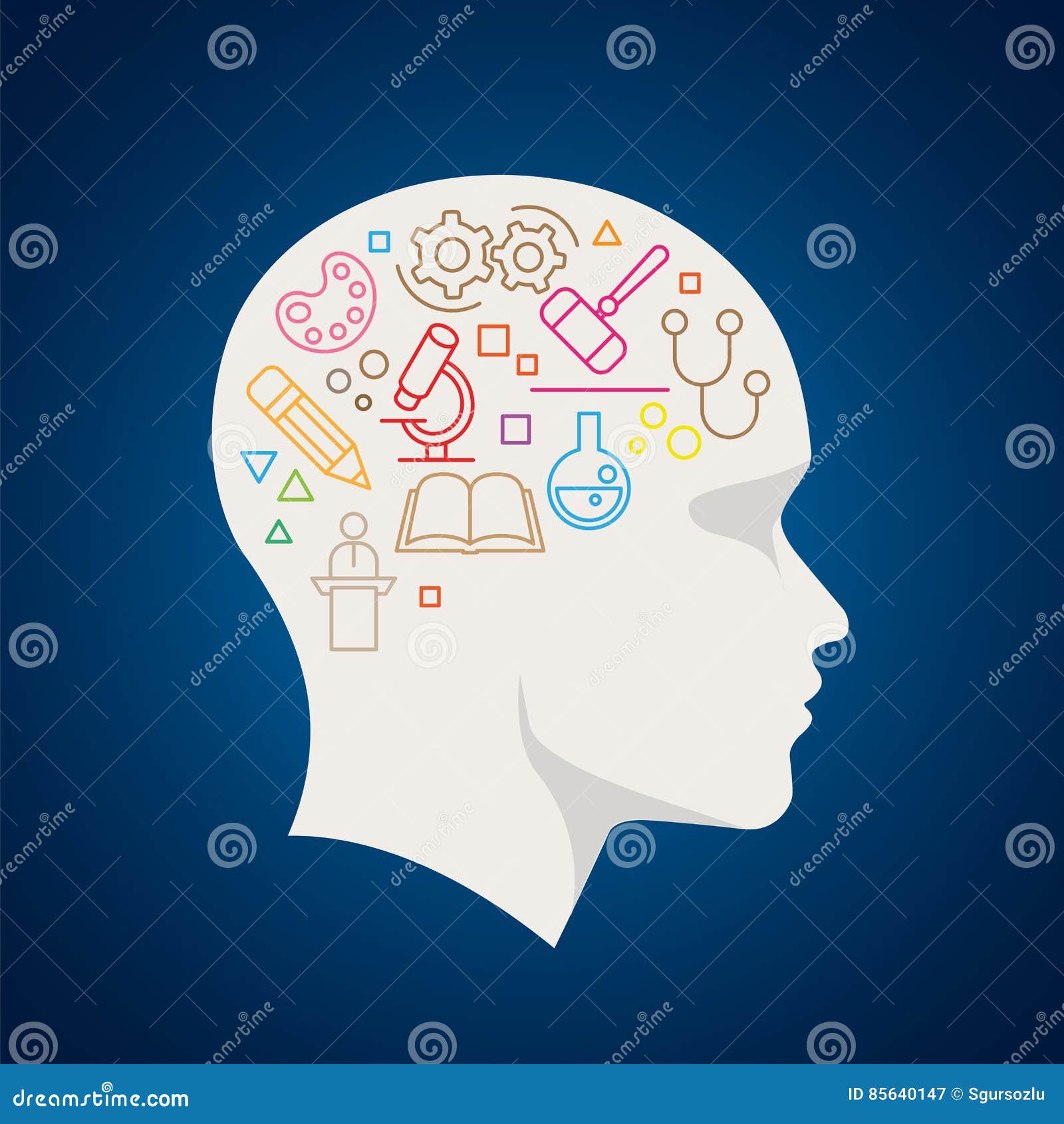 Science Concept Line Icon in the Head Stock Vector - Illustration of ...