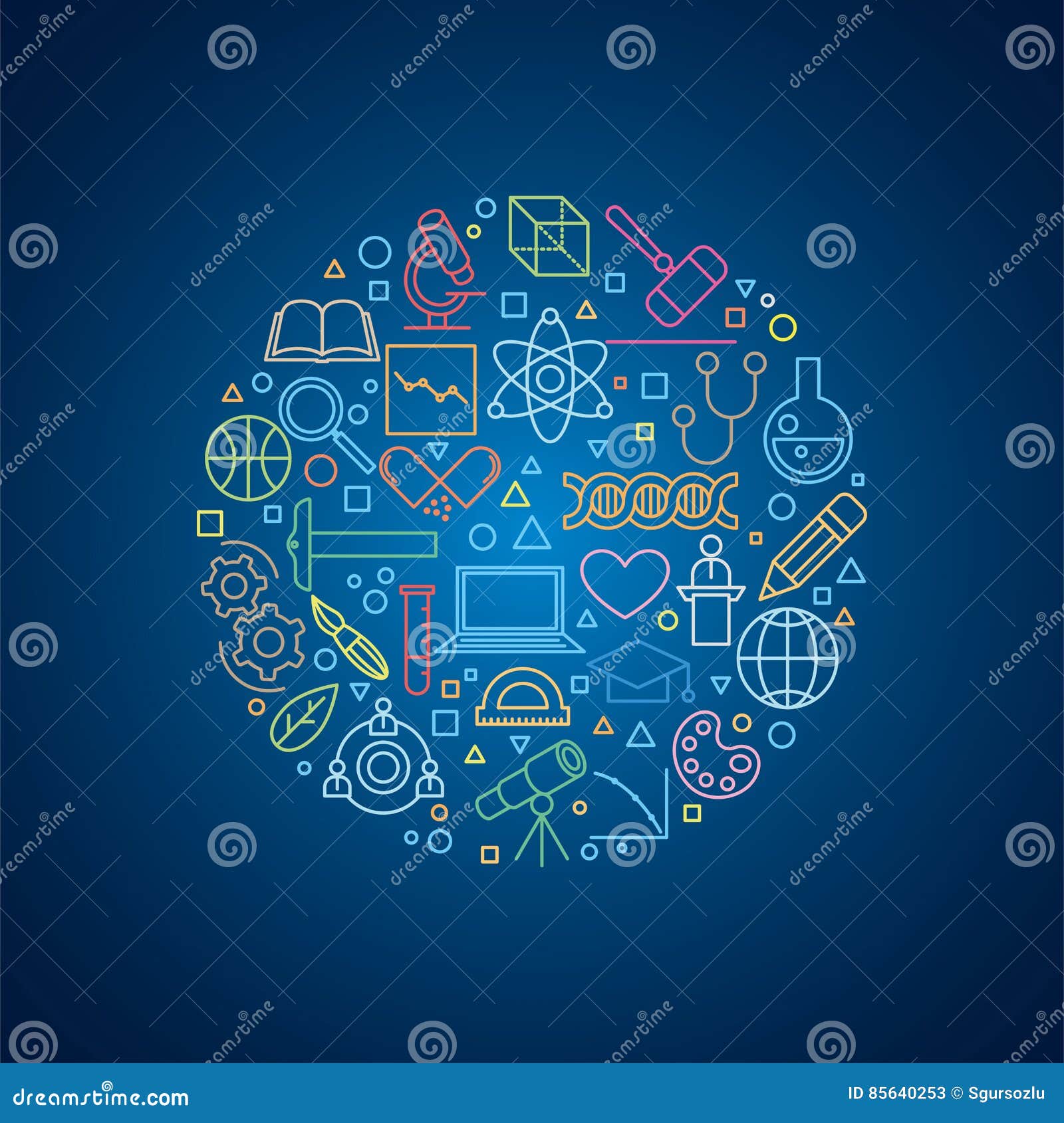Science Concept Line Icon Set Stock Vector - Illustration of biology ...