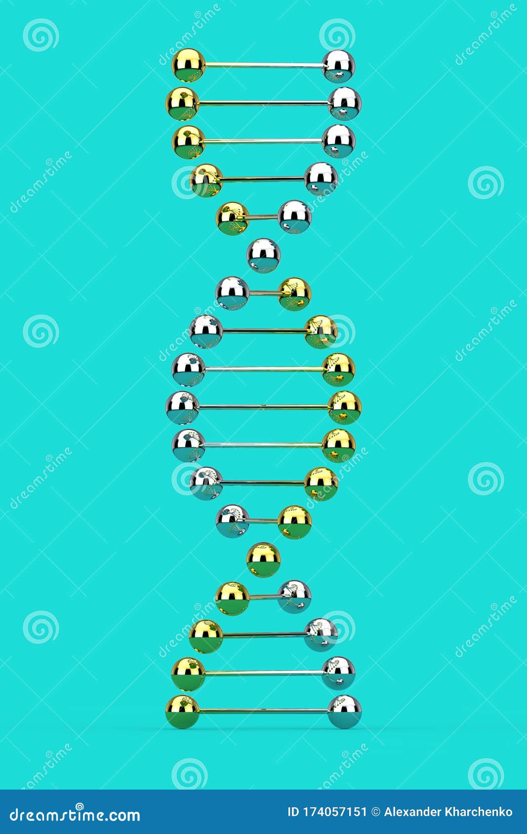 Science Concept. Metal DNA Molecule Spiral. 3d Rendering Stock ...