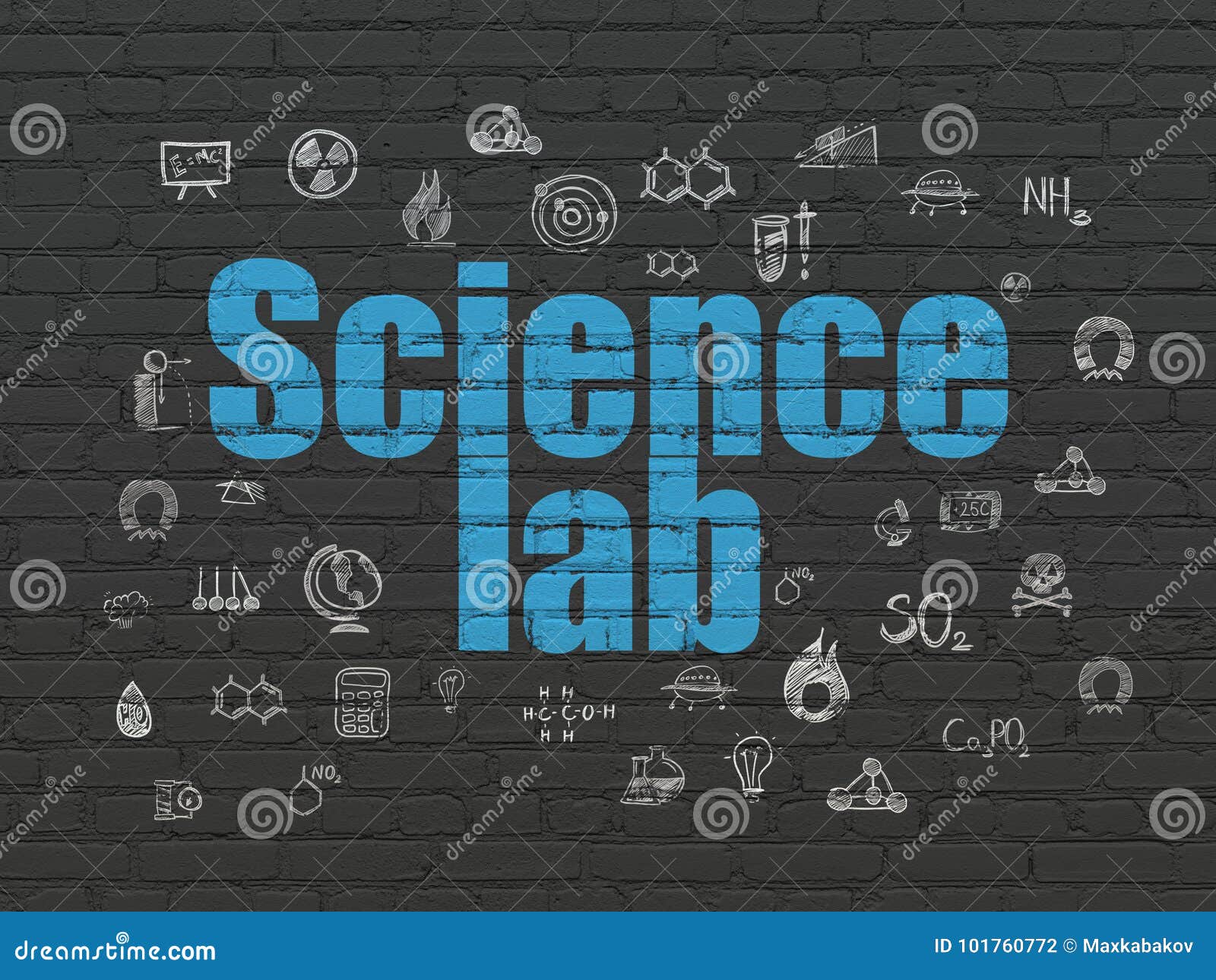 Science Concept: Science Lab on Wall Background Stock Illustration ...