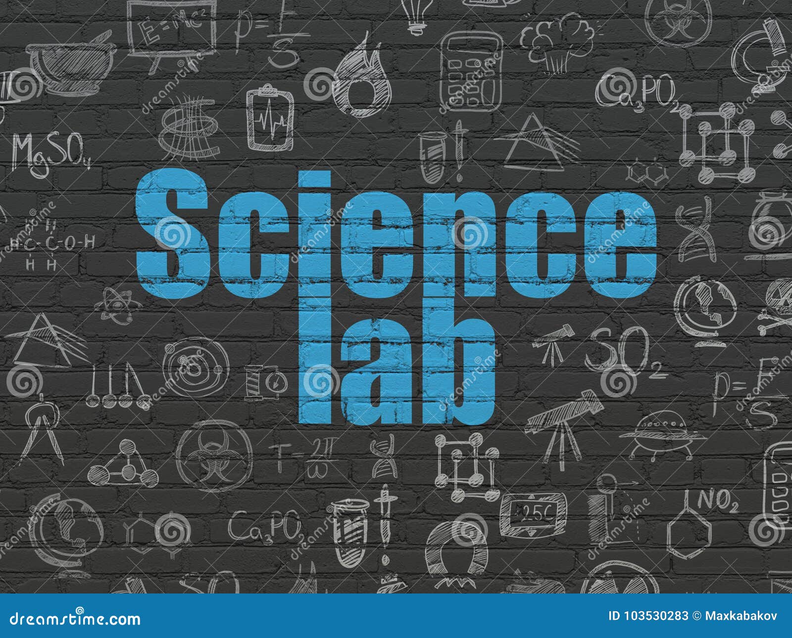 Science Concept: Science Lab on Wall Background Stock Illustration ...