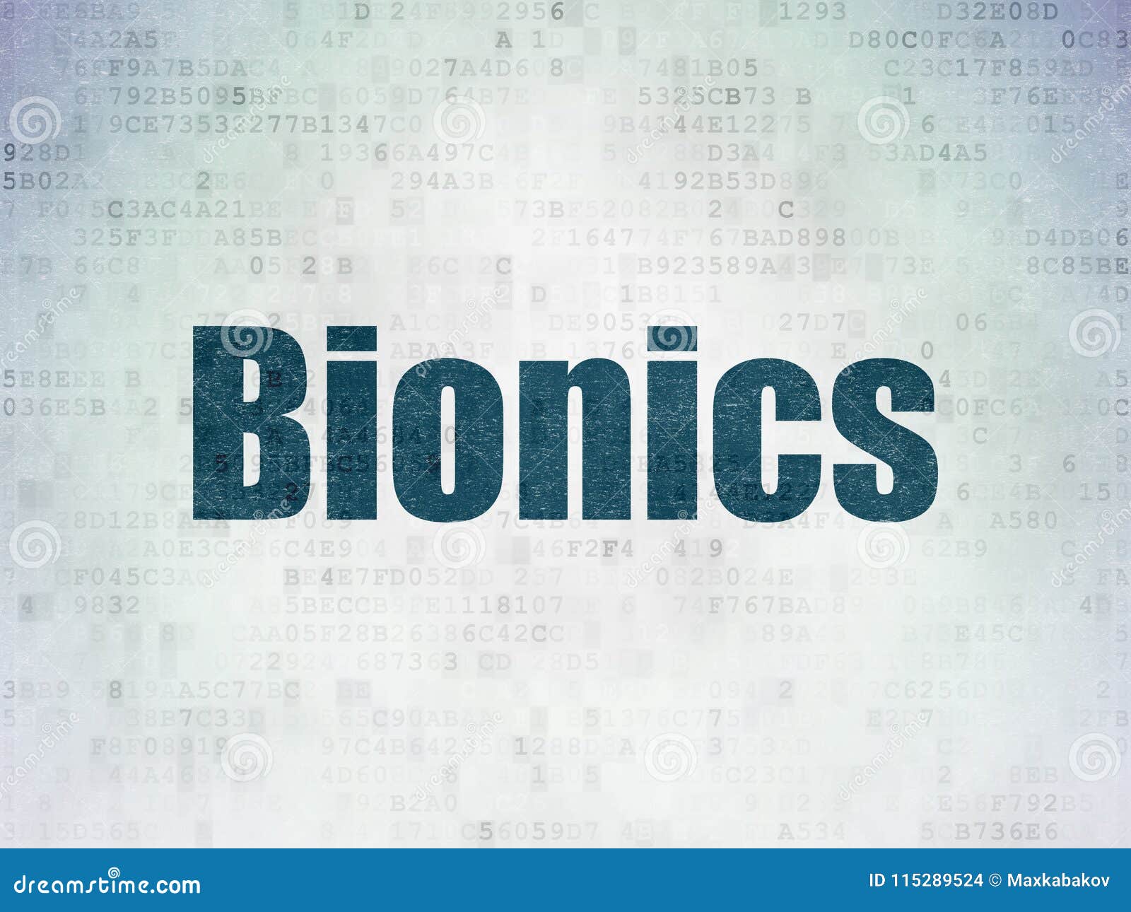 Science Concept: Bionics on Digital Data Paper Background Stock ...