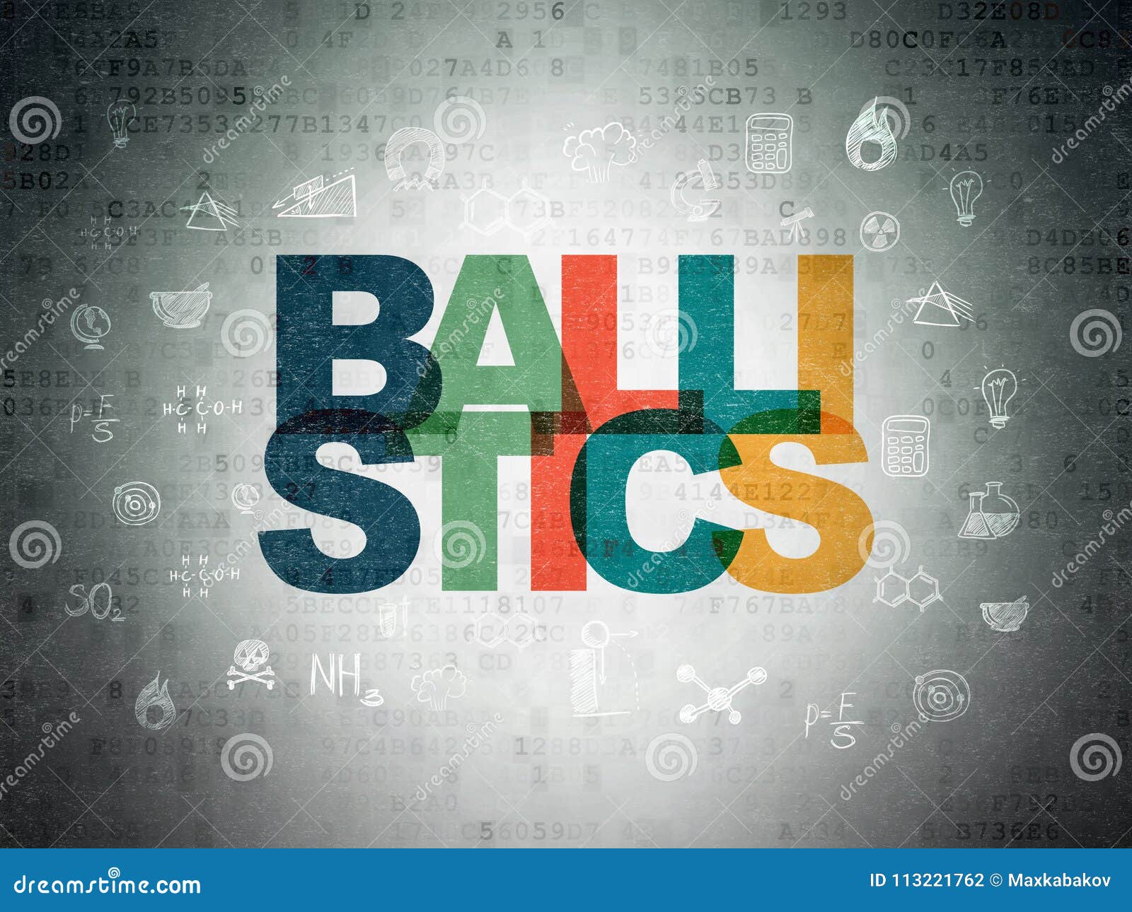 Science Concept: Ballistics on Digital Data Paper Background Stock ...