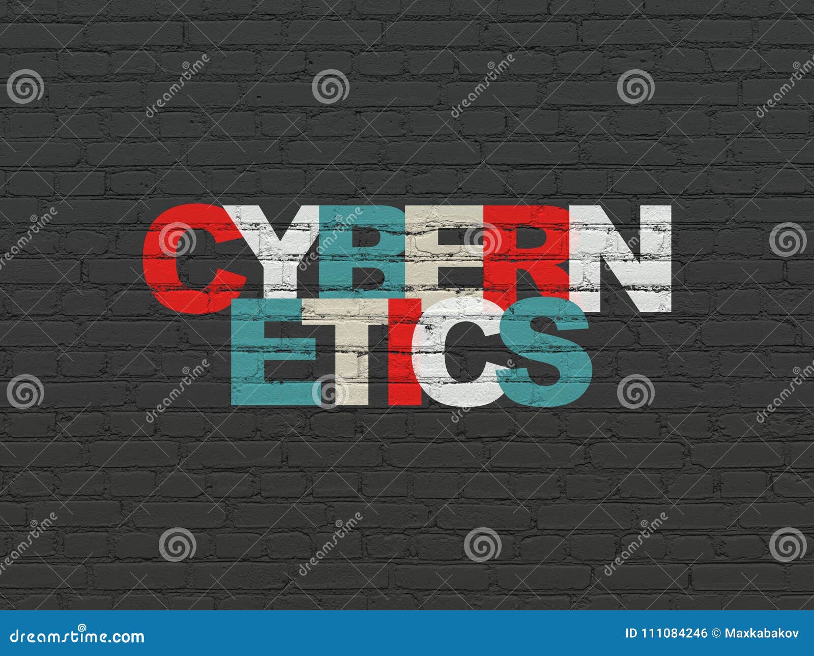 Science Concept: Cybernetics on Wall Background Stock Illustration ...