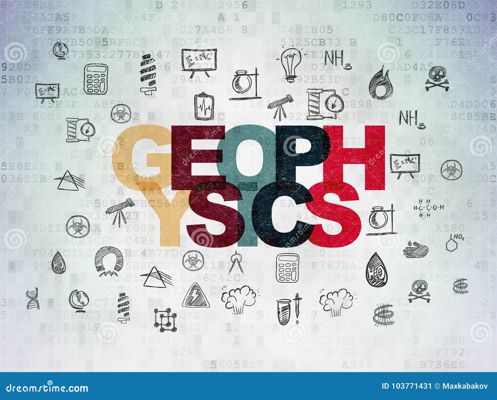 Science Concept: Geophysics on Digital Data Paper Background Stock ...