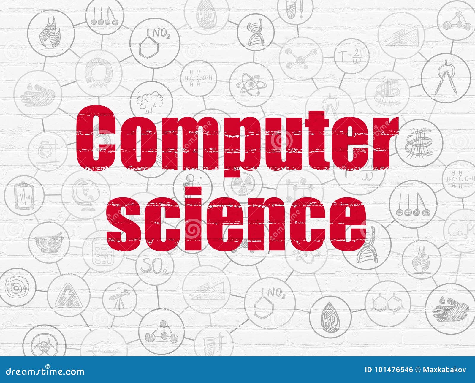 Science Concept: Computer Science on Wall Background Stock Illustration ...