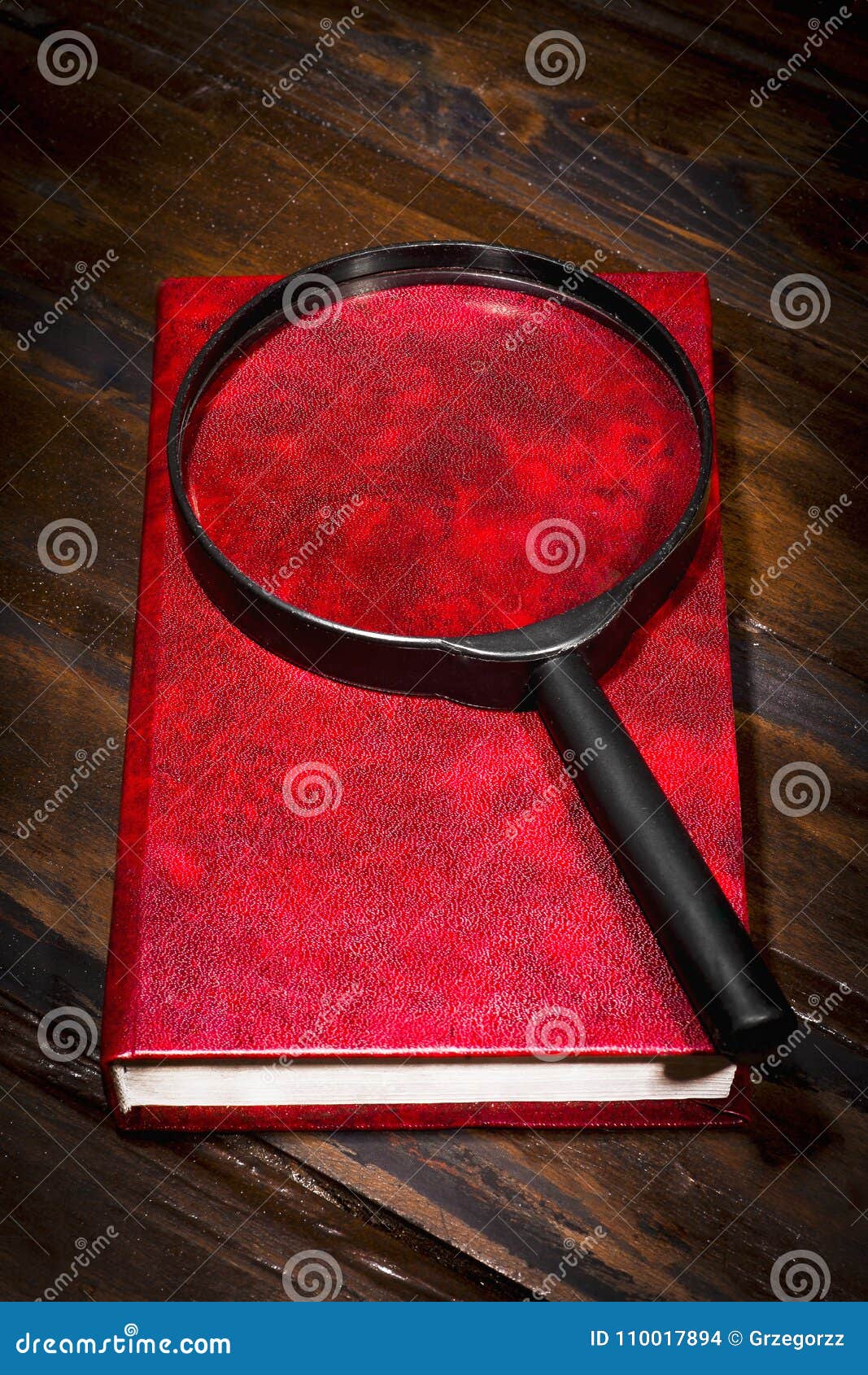 Science Concept, Book with a Magnifying Glass on Old Boards Stock Photo ...