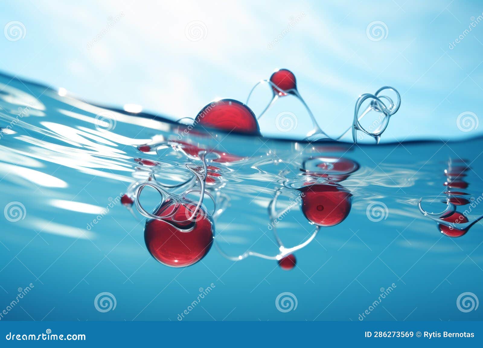 Round Water Molecules Connected with Each Other. Generative AI Stock ...
