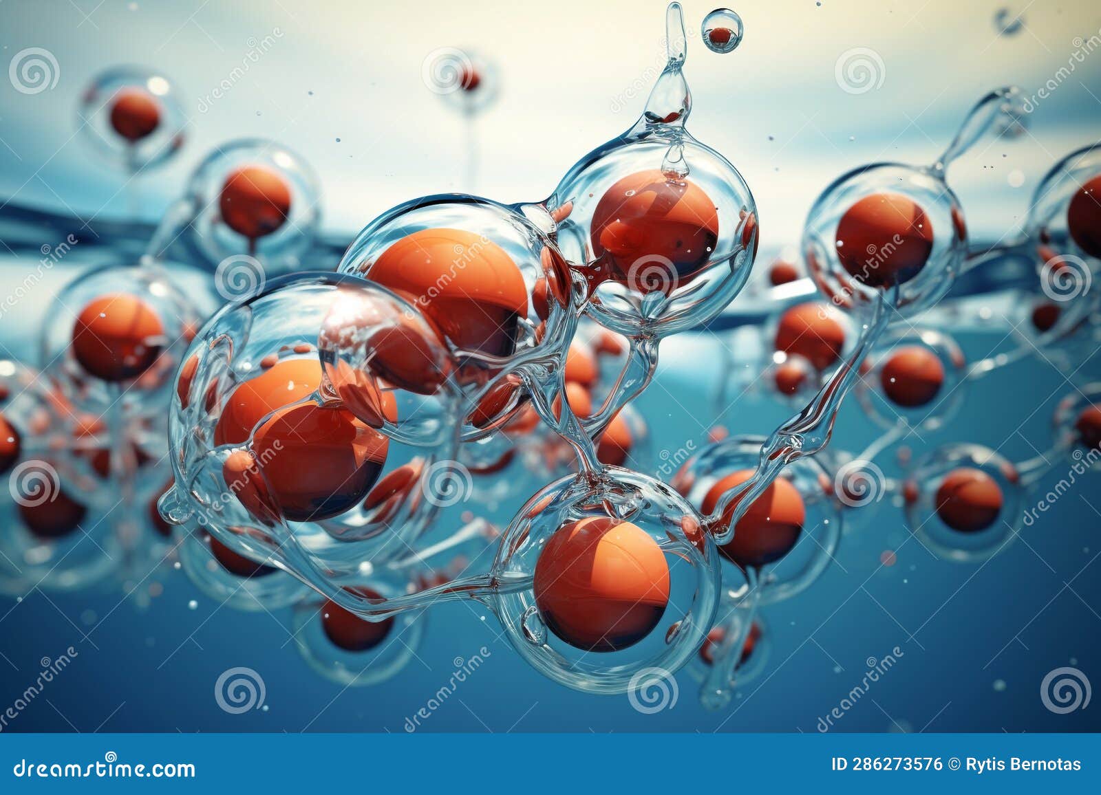Round Water Molecules Connected with Each Other. Generative AI Stock ...