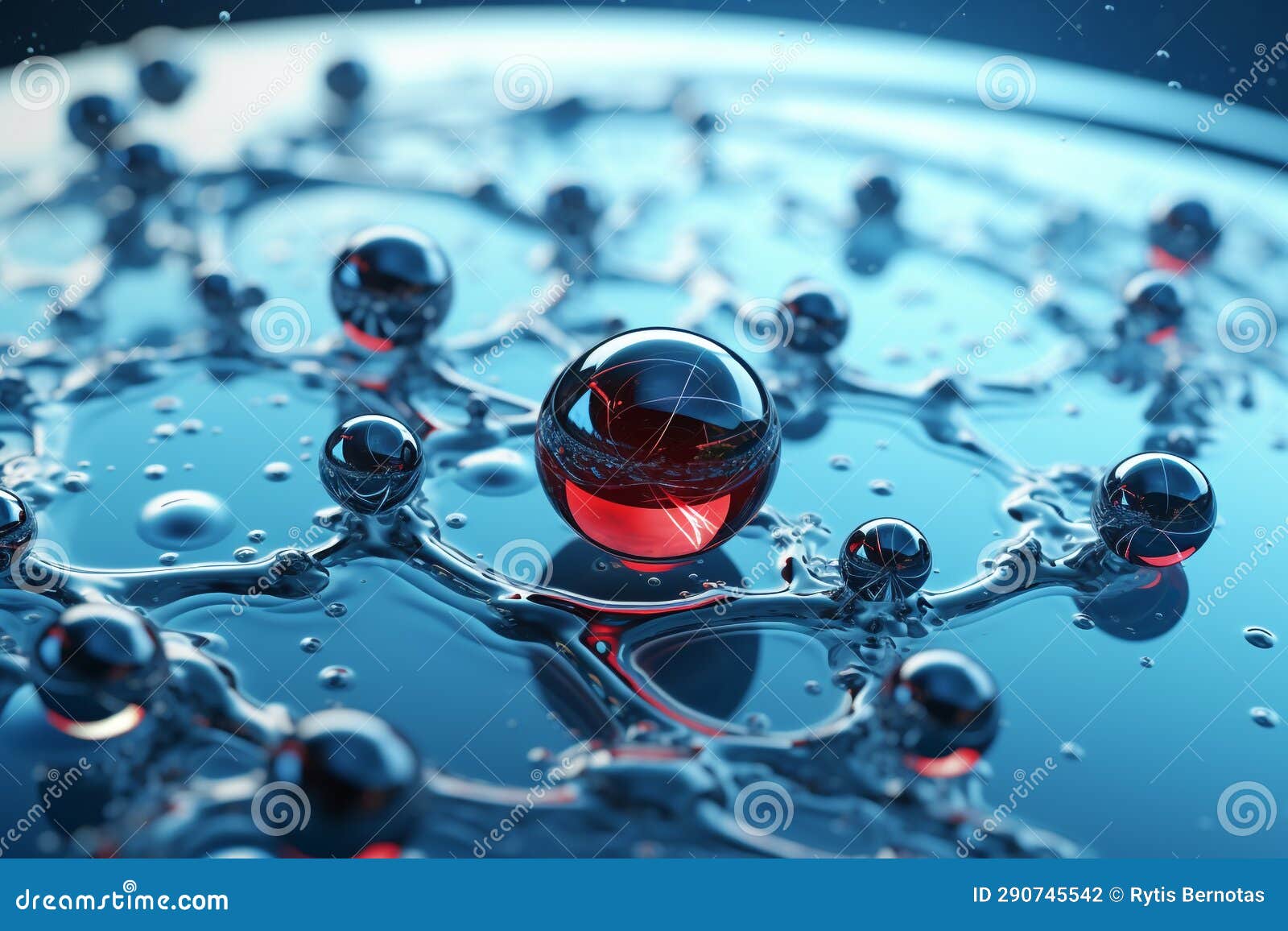 Round Water Molecules Connected with Each Other. Generative AI Stock ...