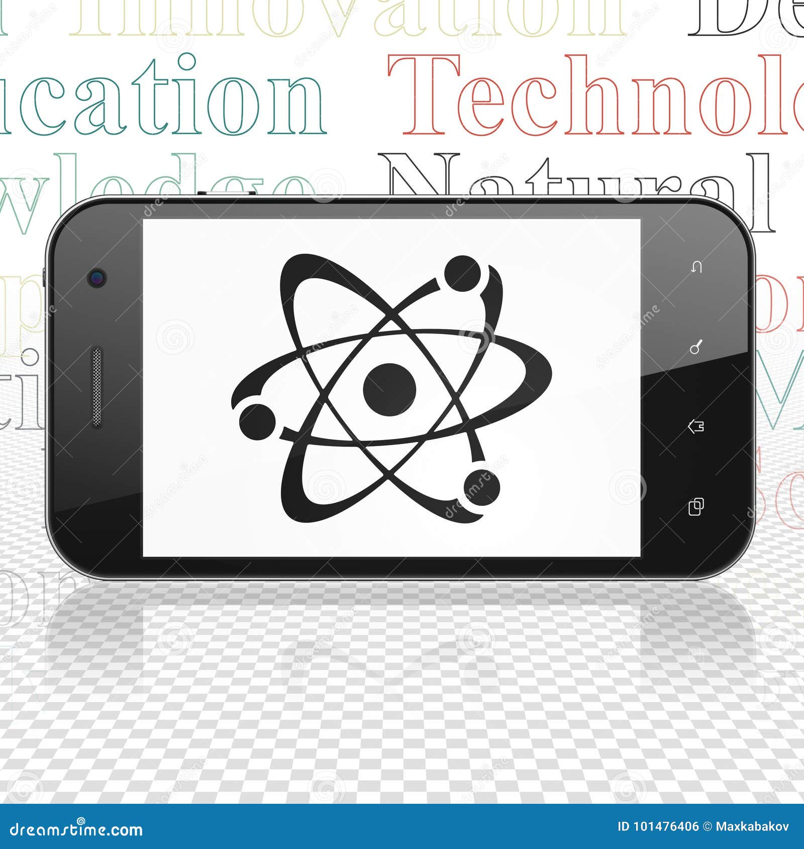 Science Concept: Smartphone with Molecule on Display Stock Illustration ...