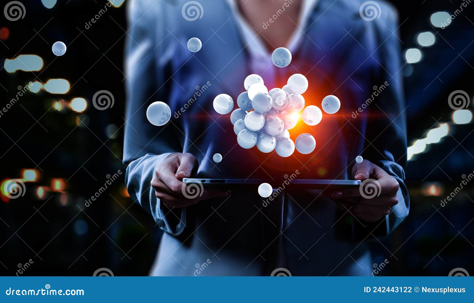 Science Concept with Sphere Model Stock Photo - Image of glowing ...