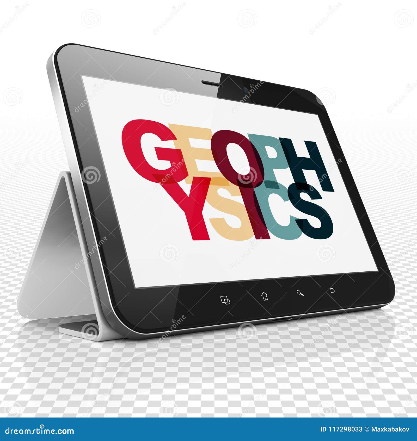 Science Concept: Tablet Computer with Geophysics on Display Stock ...