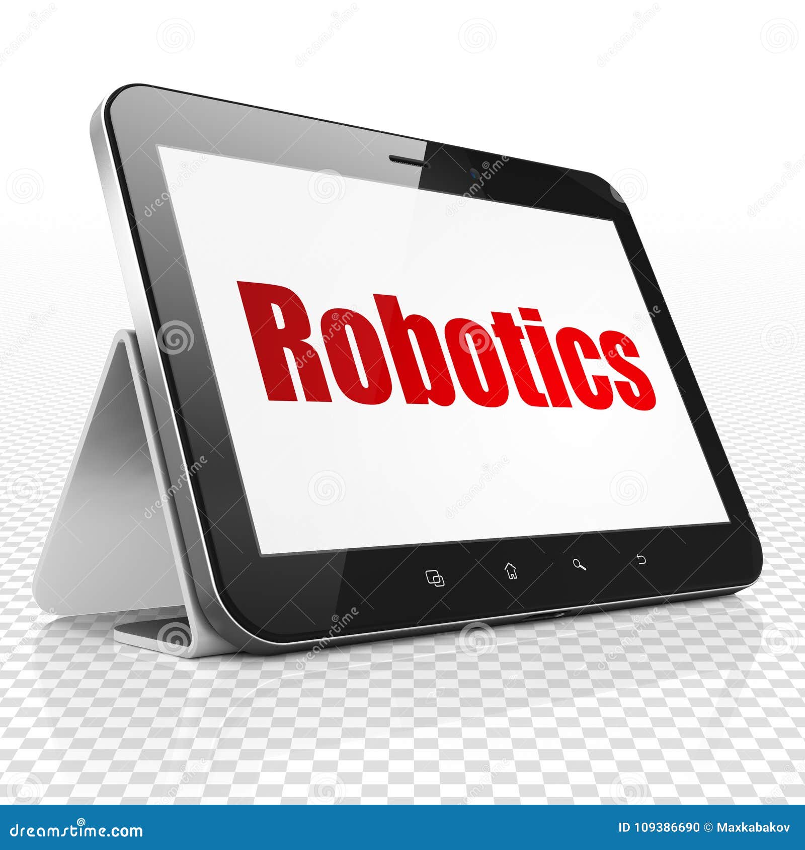 Science Concept: Tablet Computer with Robotics on Display Stock ...