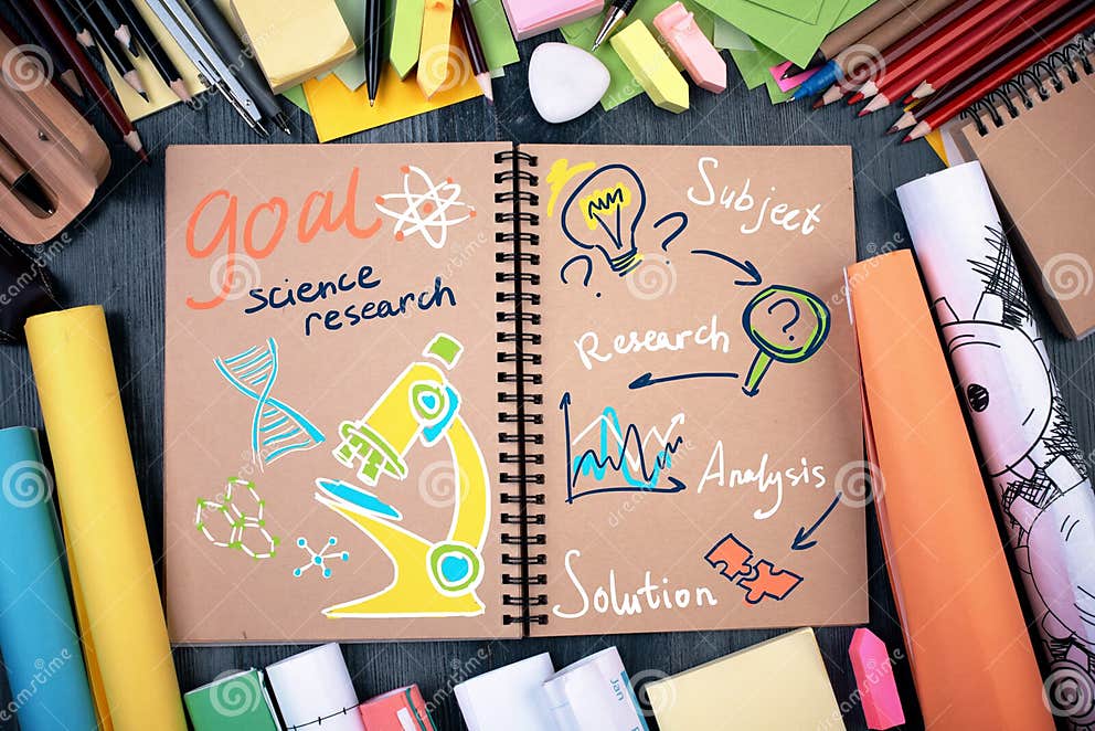 Science concept stock photo. Image of goal, notepad, magnifier - 88720658
