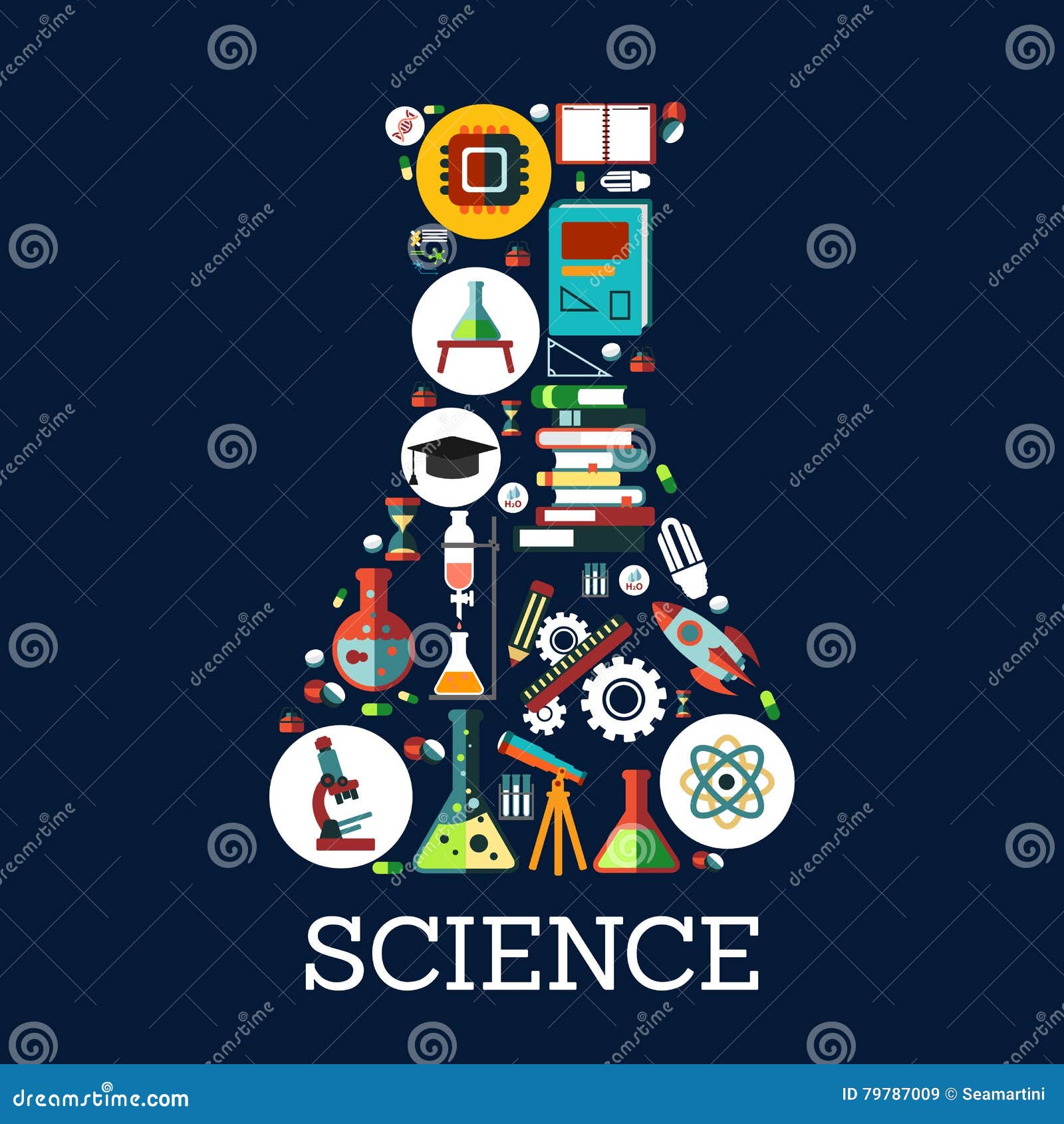 Science Conceptual Beaker Emblem Stock Vector - Illustration of ...
