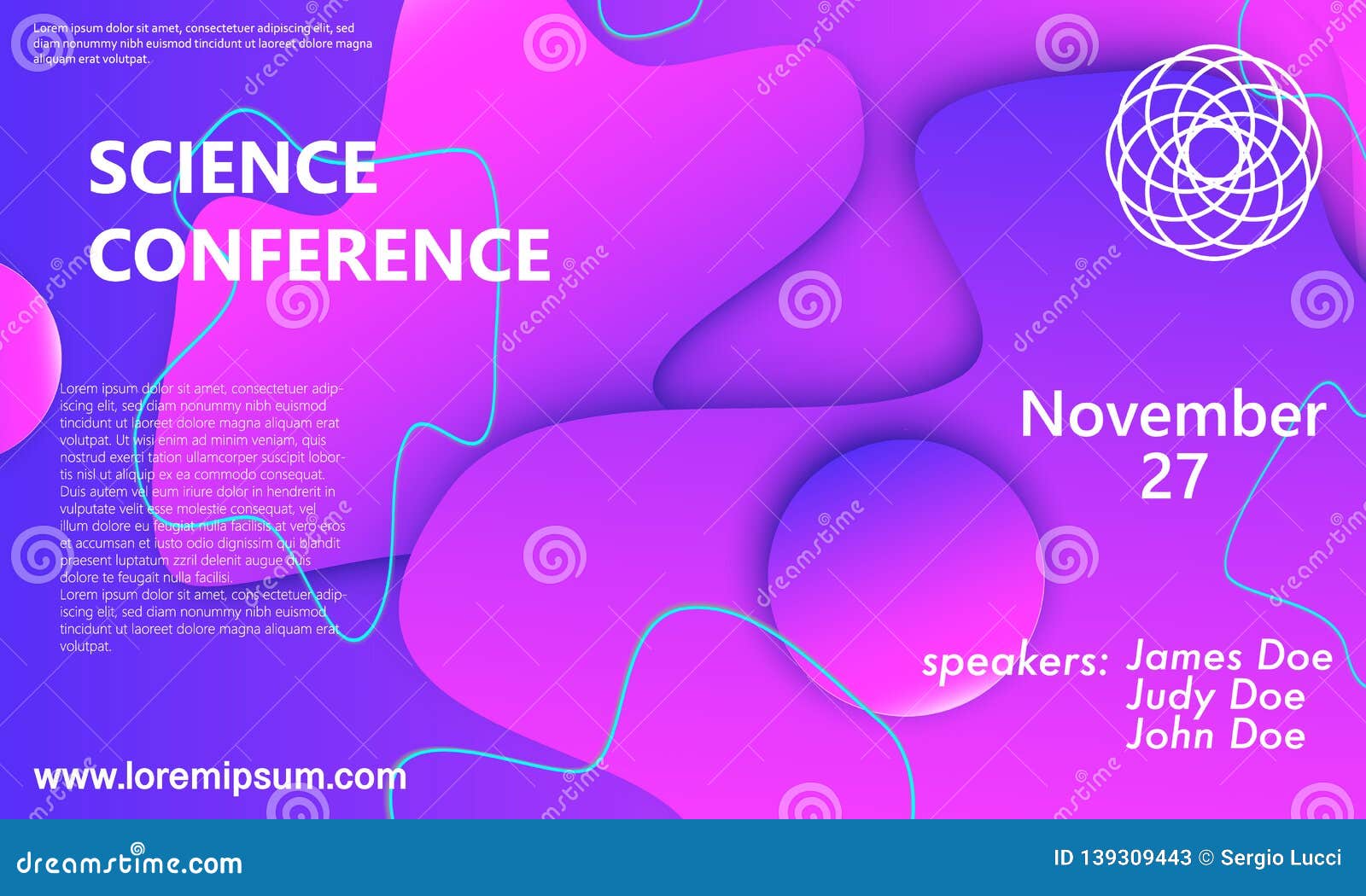 Science Conference Flyer Template. Fluid Back. Stock Vector ...