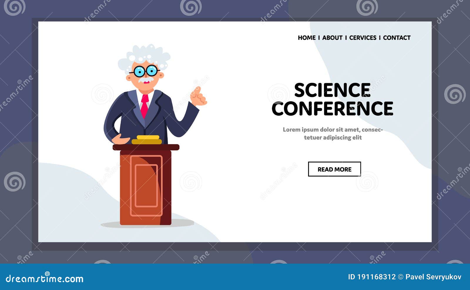 Scientist Lecturer Speaks At Board With Chart And Diagram Cartoon ...