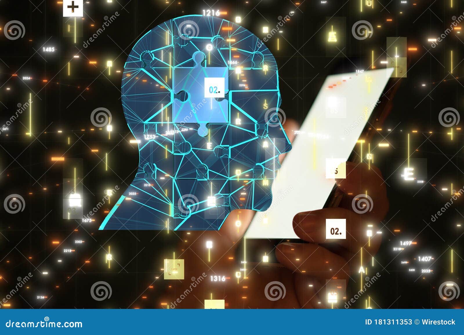 A Science Consist Head Human Digital Technology Concept Stock Image ...