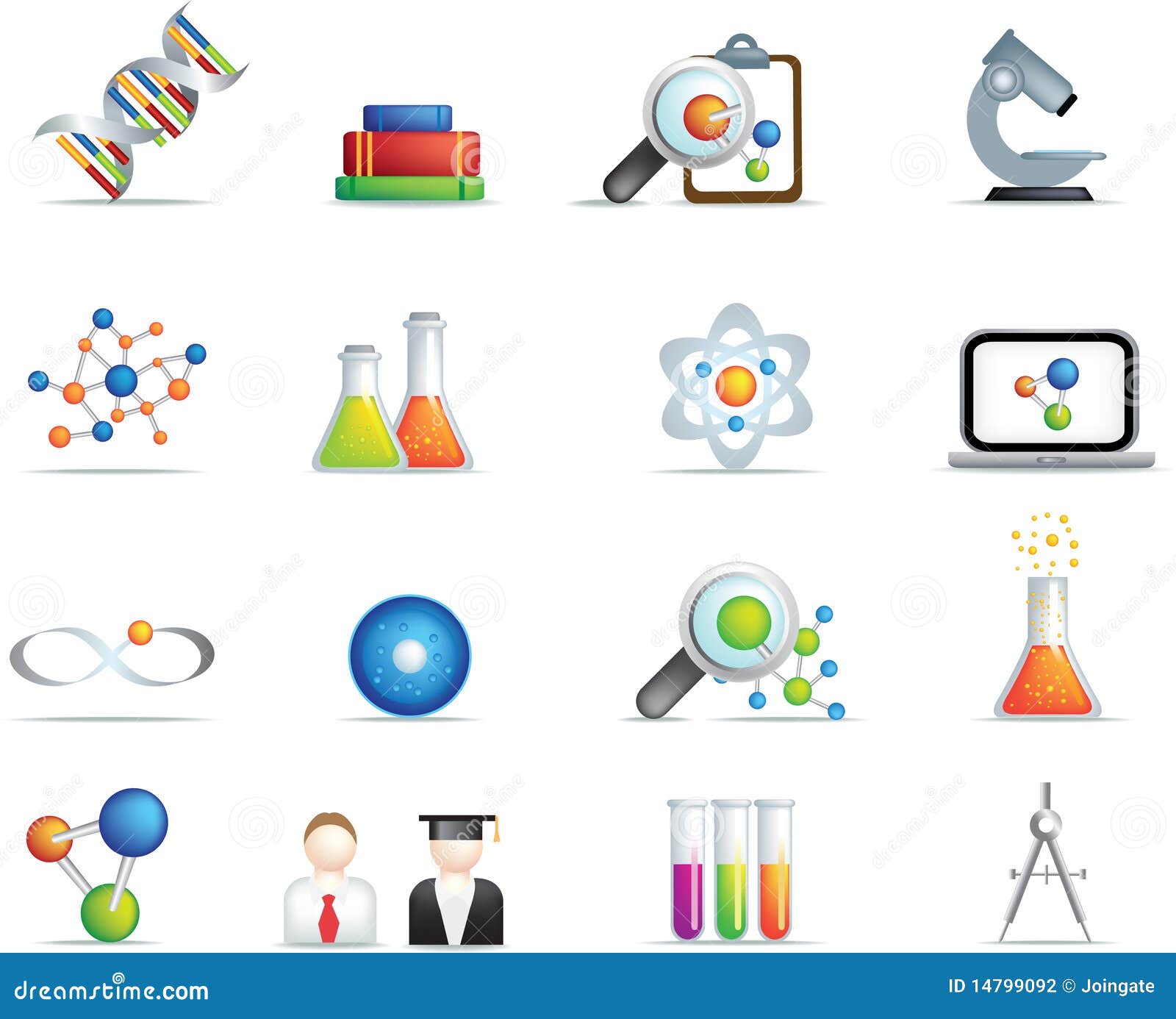 Science Detailed Icon Set in Full Colour Stock Vector - Illustration of ...
