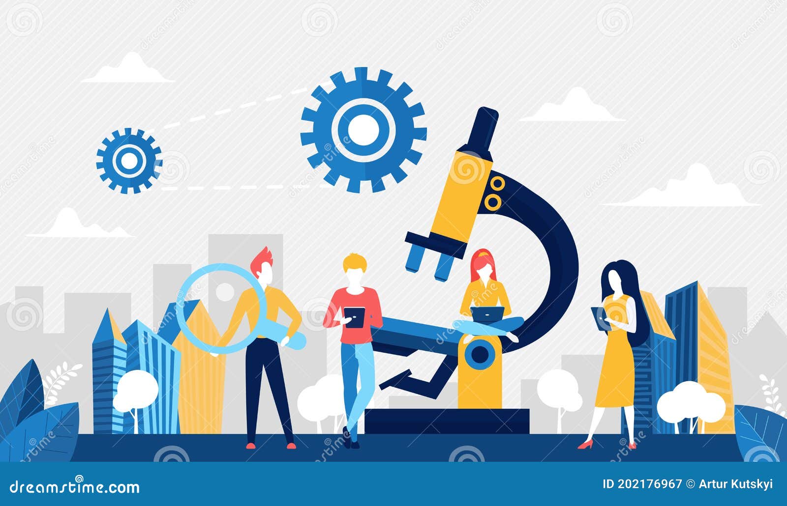 Science Development Technology Concept with Microscope Stock Vector ...