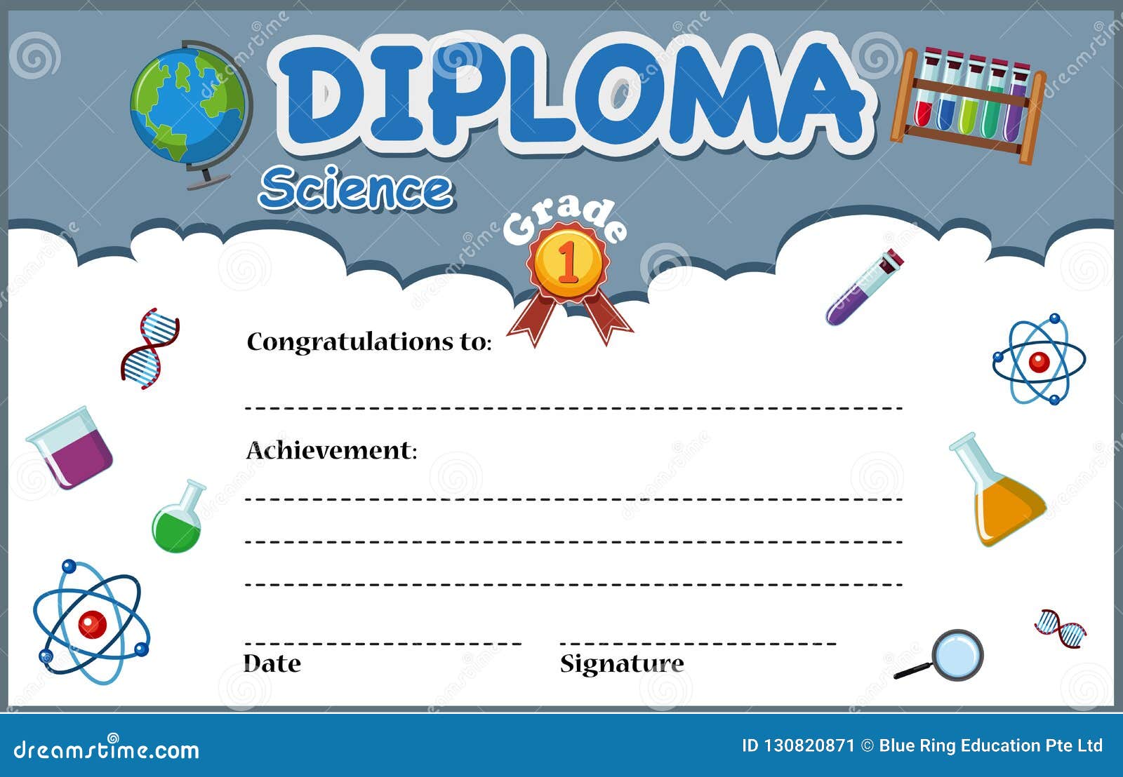 Science Diploma Certificate Template Stock Vector - Illustration of ...