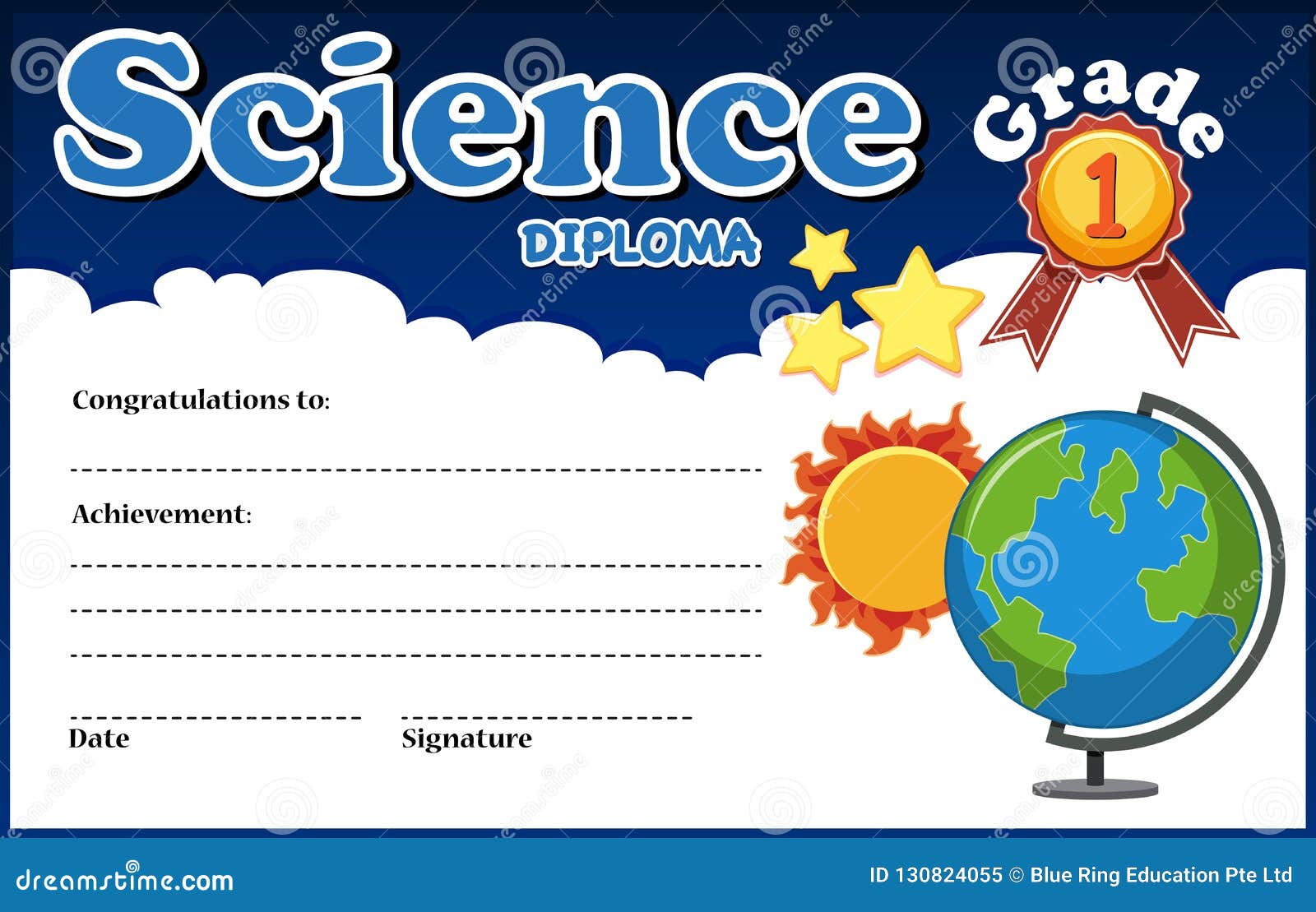 A science diploma template stock vector. Illustration of certificate ...