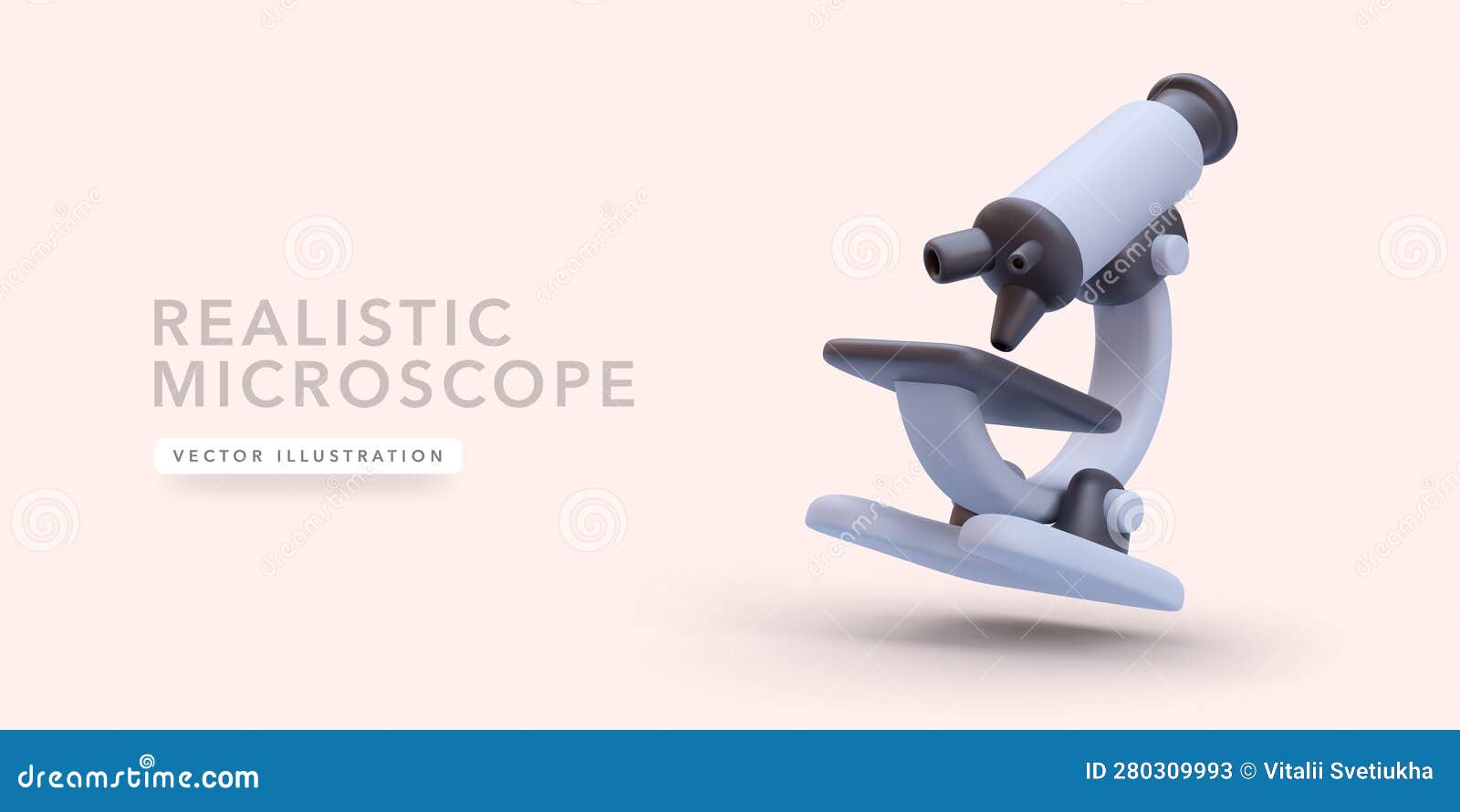 Science and Education Concept Banner with Flying Microscope in 3d ...