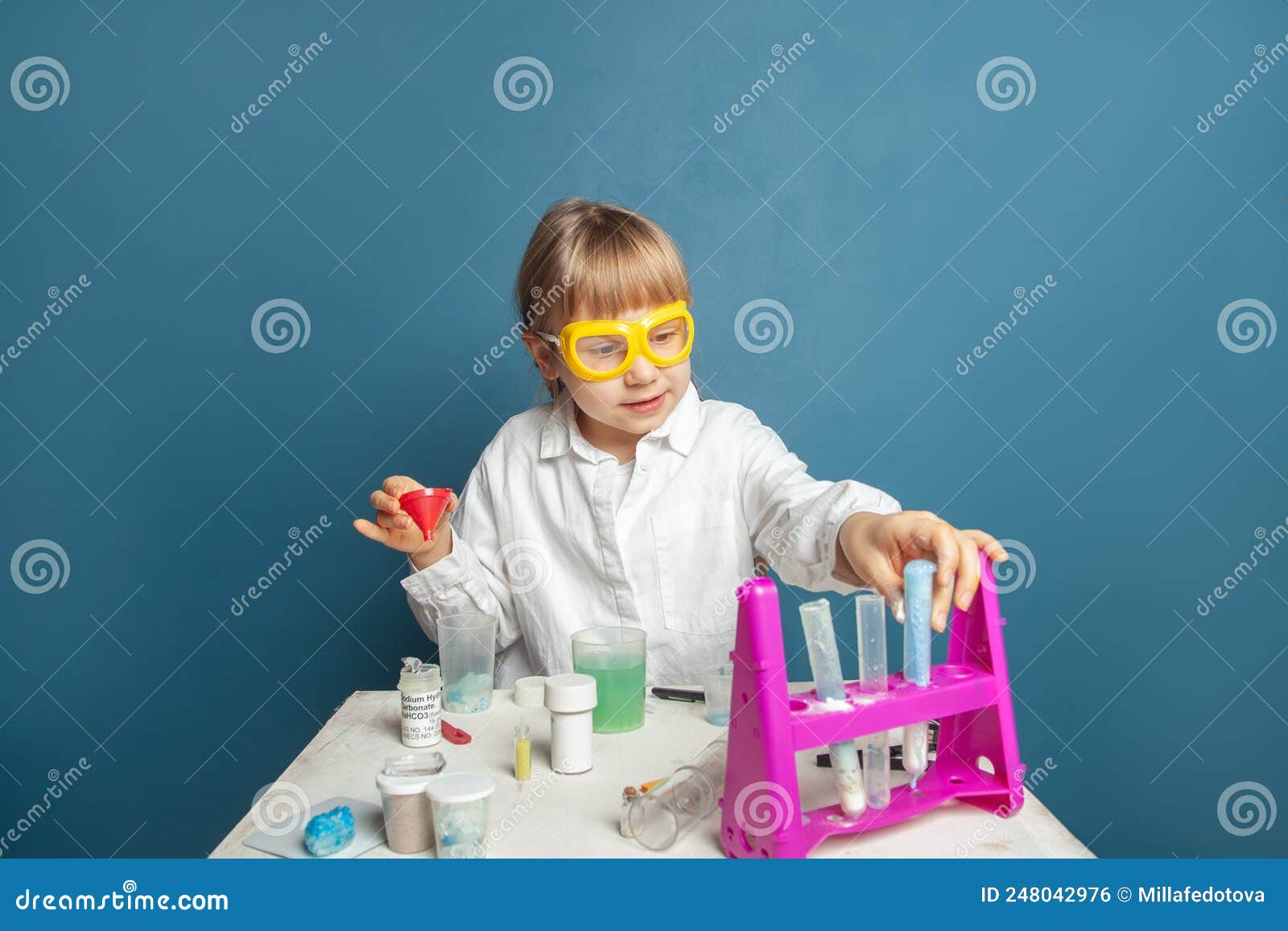 Science and Education. Cute Kid Student Doing Research in Science ...
