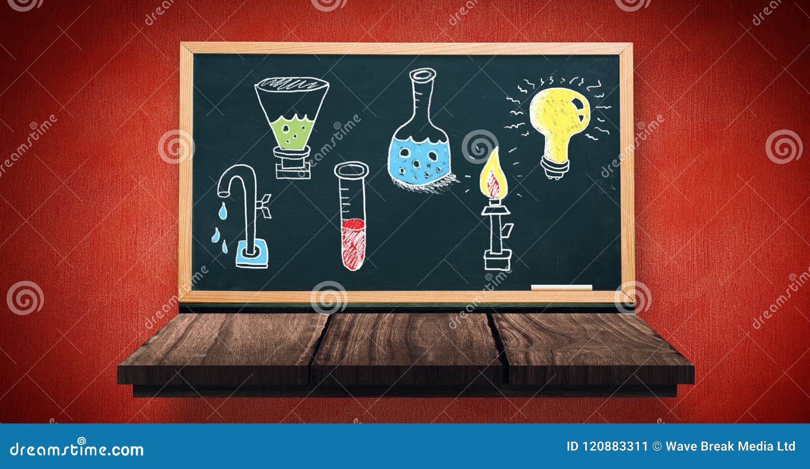 Science Education Drawings on Blackboard for School Stock Illustration ...