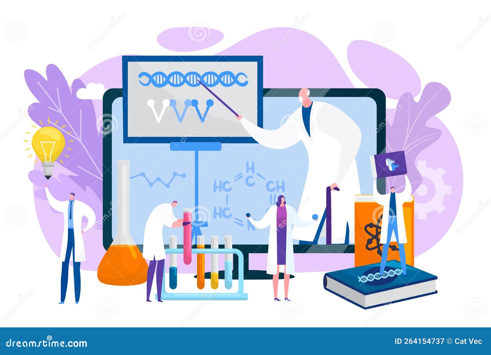 Science Education with Flat Device Technology, Vector Illustration ...