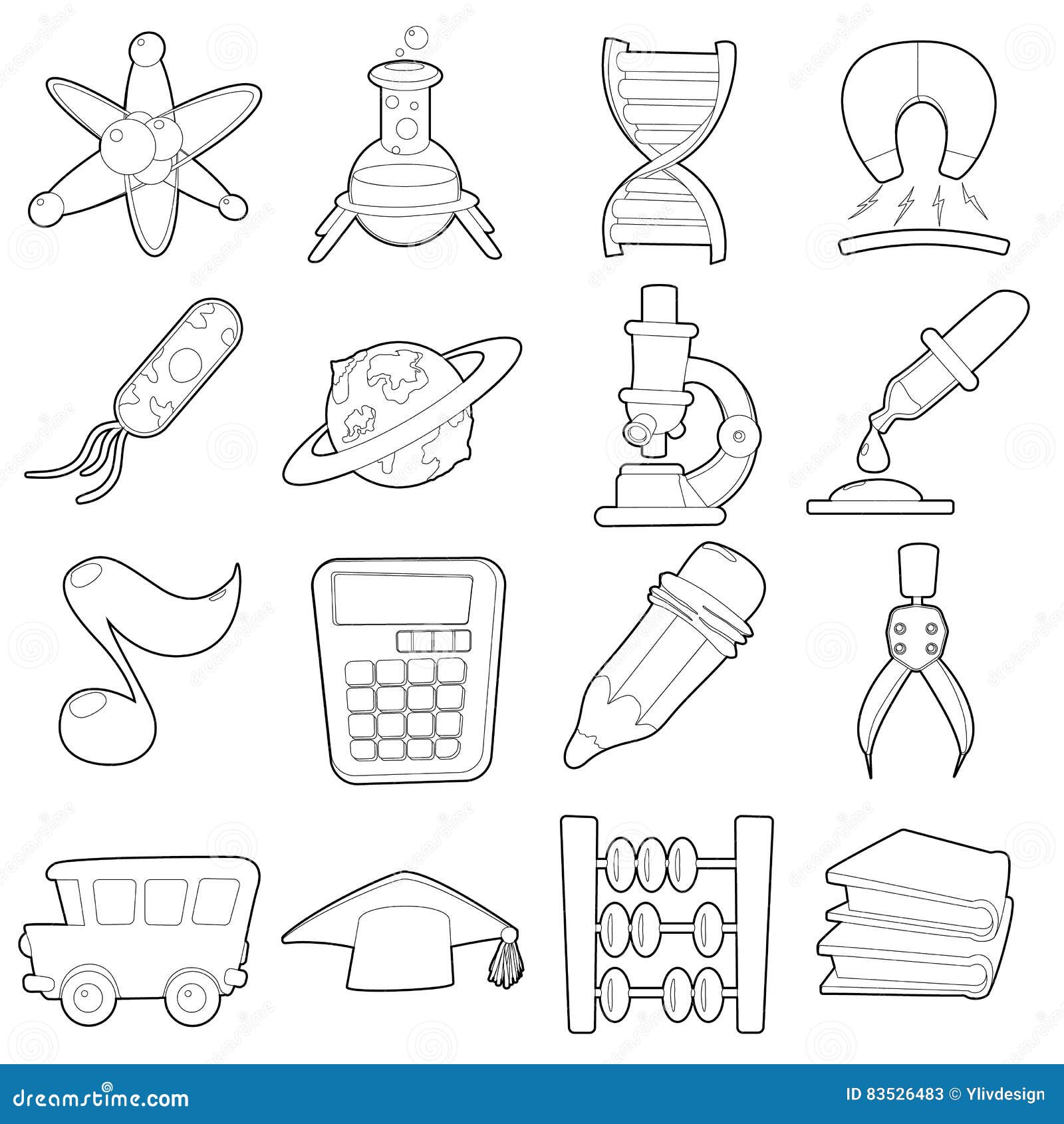 Science Education Icons Set, Cartoon Outline Style Stock Vector ...