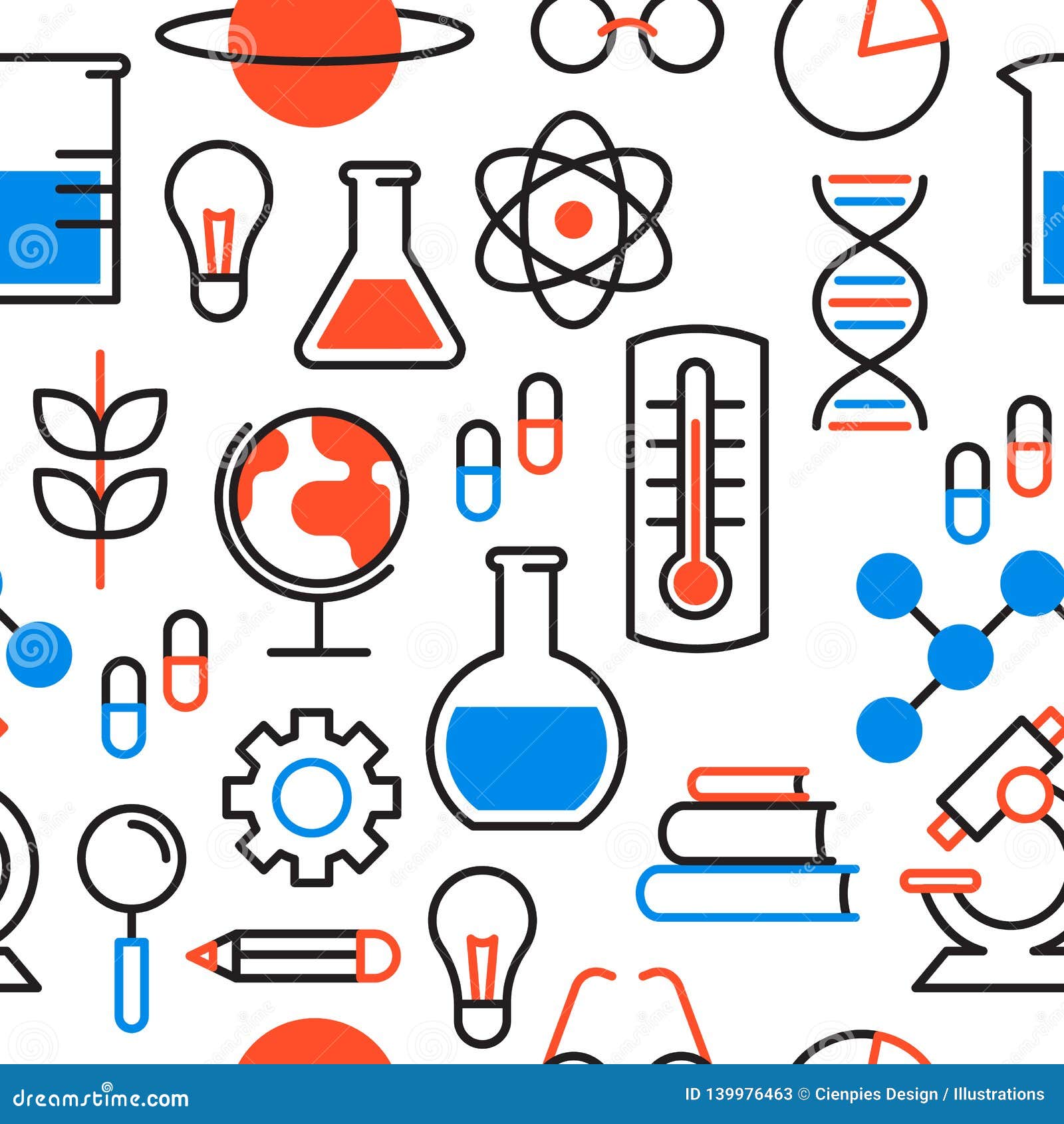 Science Education Outline Icon Seamless Pattern Stock Vector ...