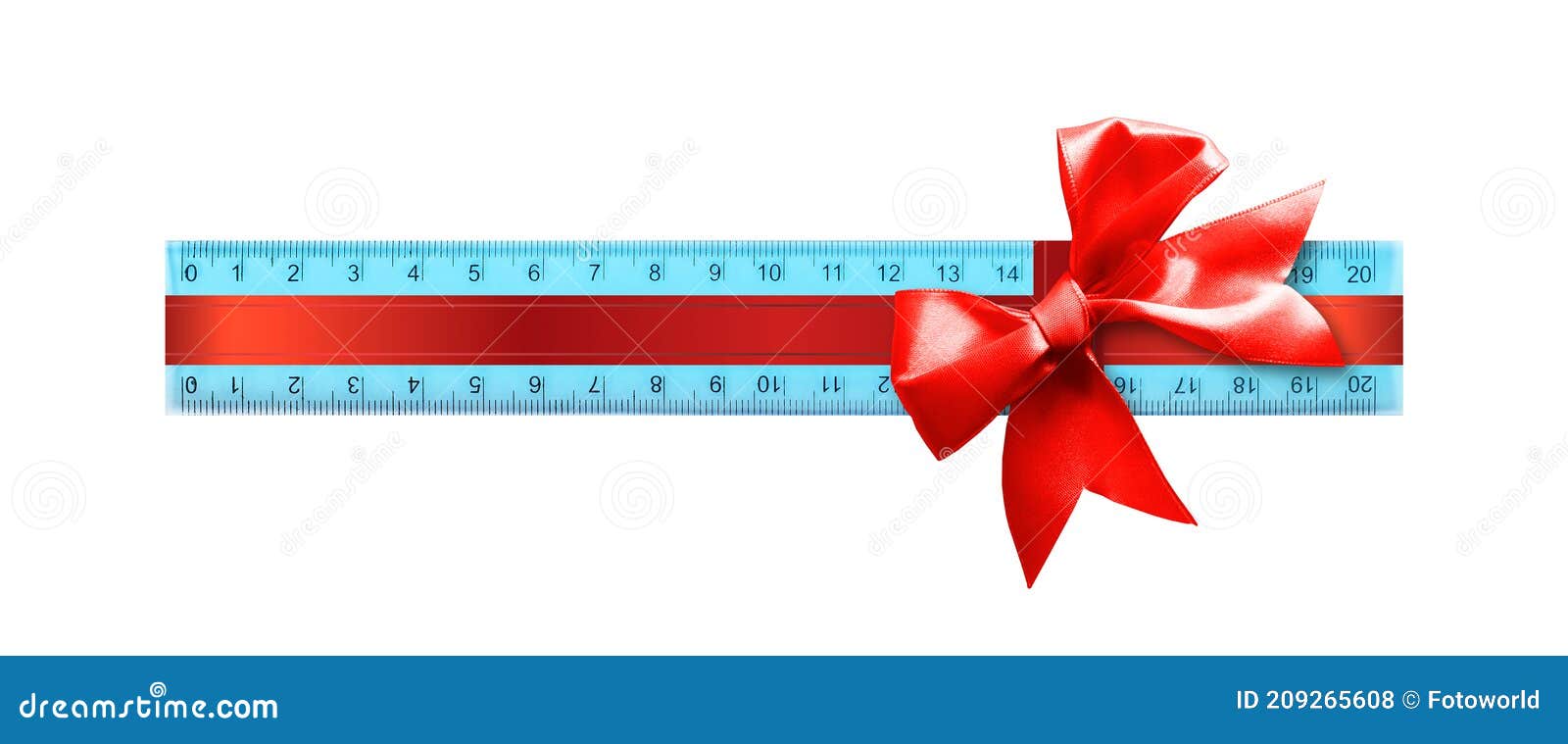 Science and Education - Plastic Blue School Ruler Gift Tied Red Bow ...