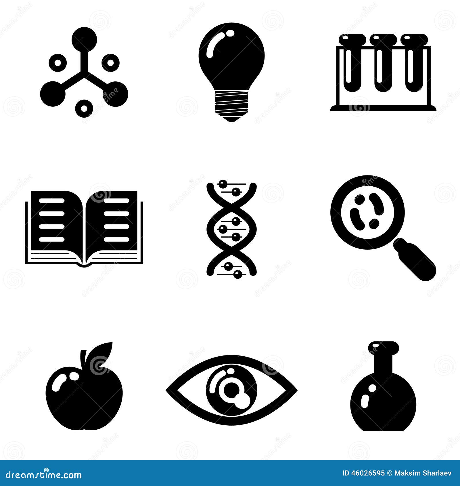 Science Education Research Study Web Icons Set Stock Vector ...