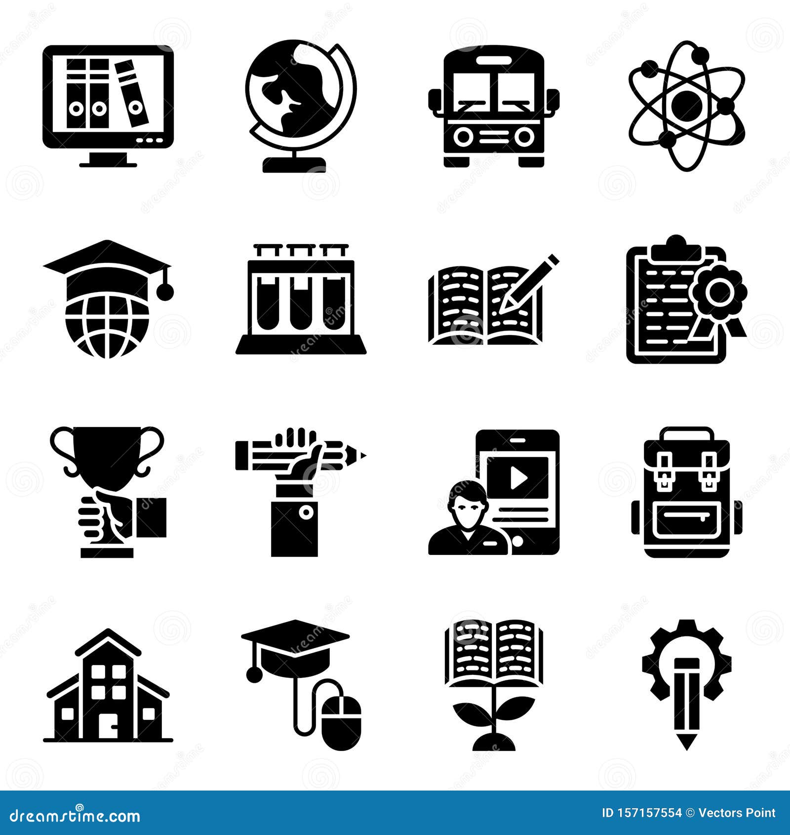 Science and Education Solid Icons Pack Stock Vector - Illustration of ...
