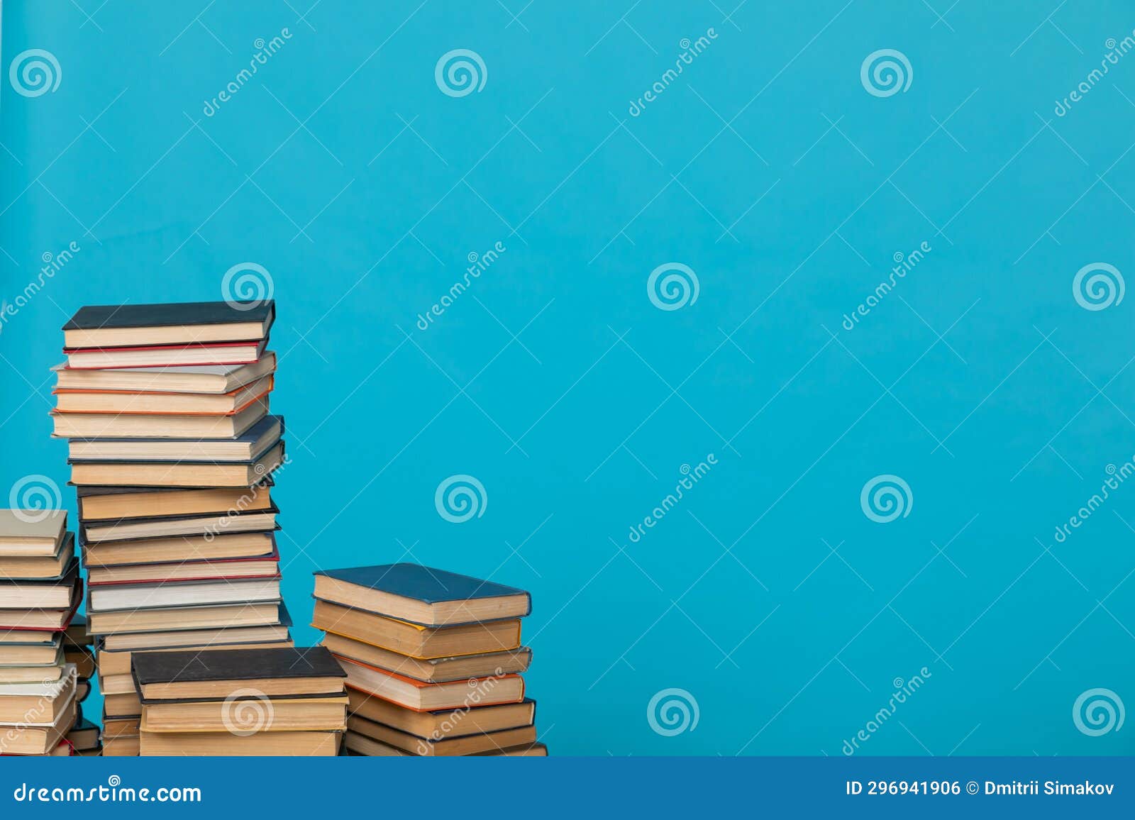 Science Education Stack of Books on a Blue Background Teaching Literacy ...