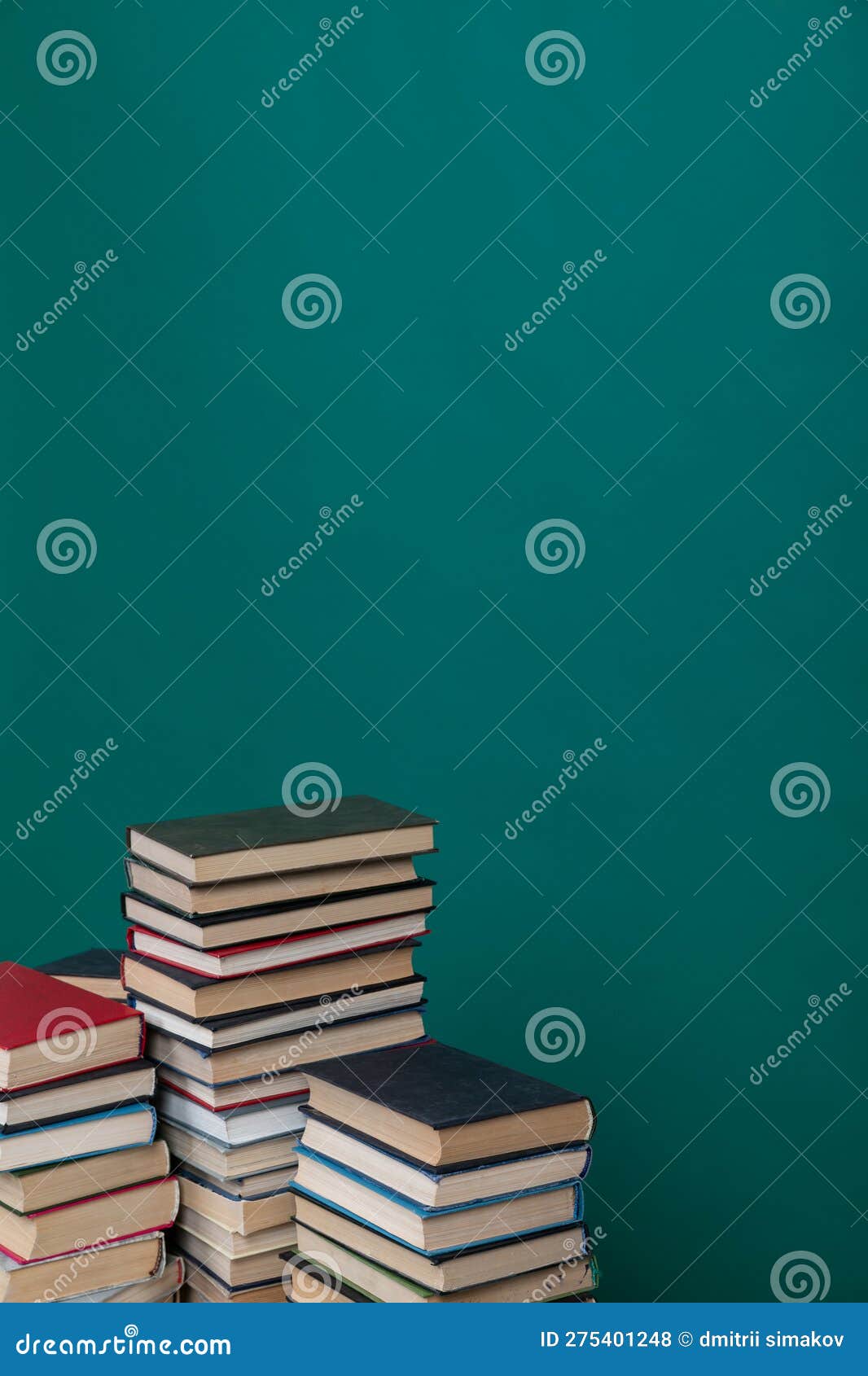 Science Education Stack of Books on a Green Background Learning ...