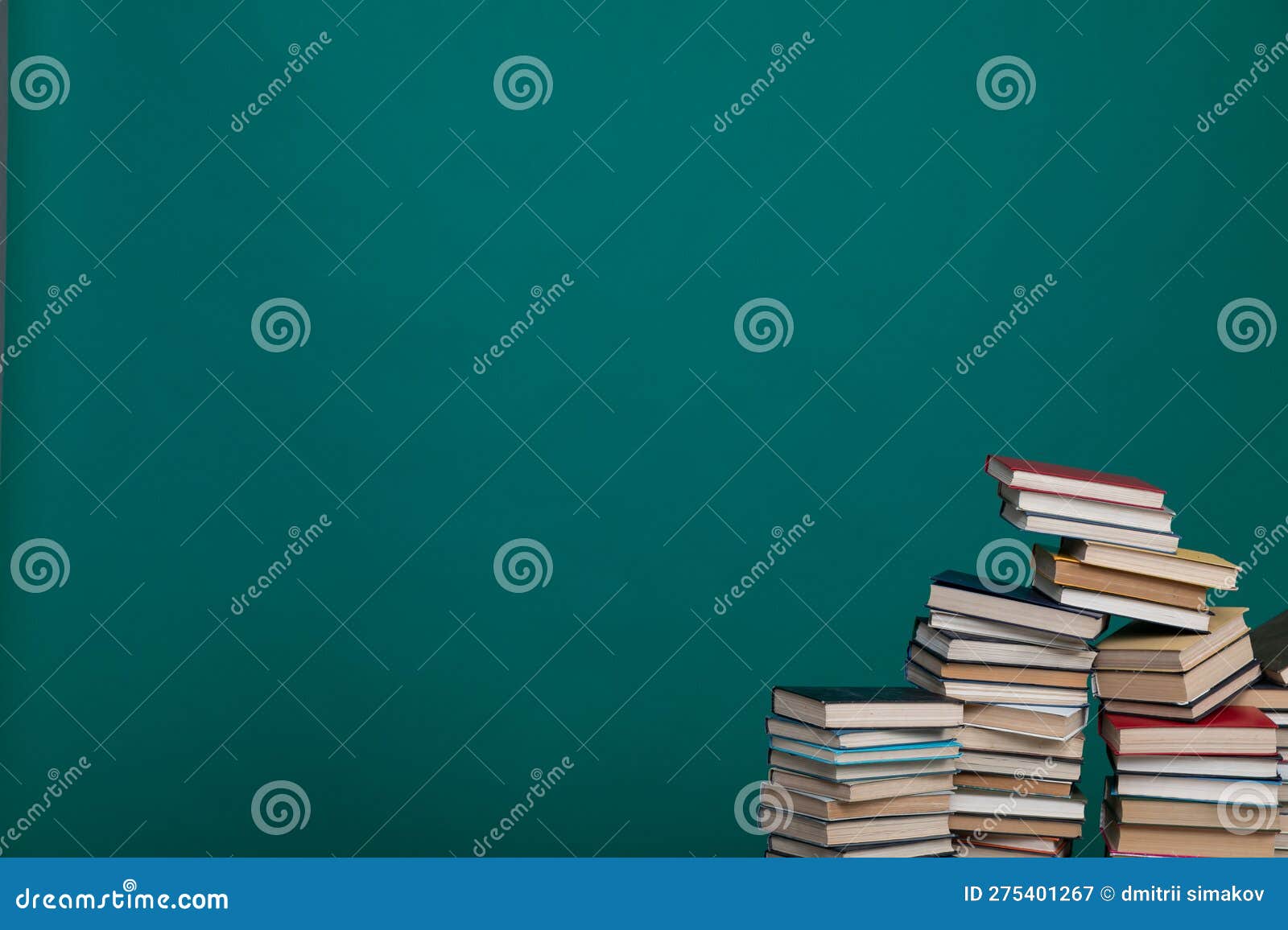 Science Education Stack of Books on a Green Background Learning ...