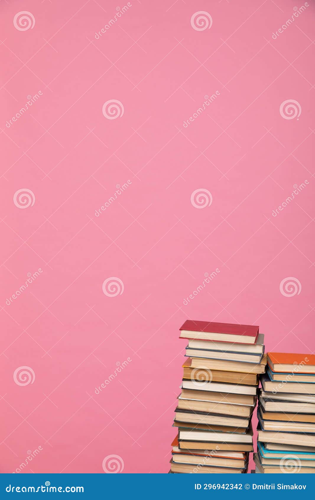 Science Education Stack of Books on Pink Background Literacy Training ...