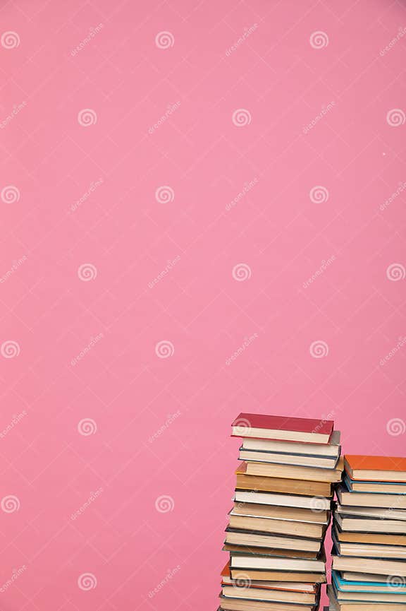 Science Education Stack of Books on Pink Background Literacy Training ...