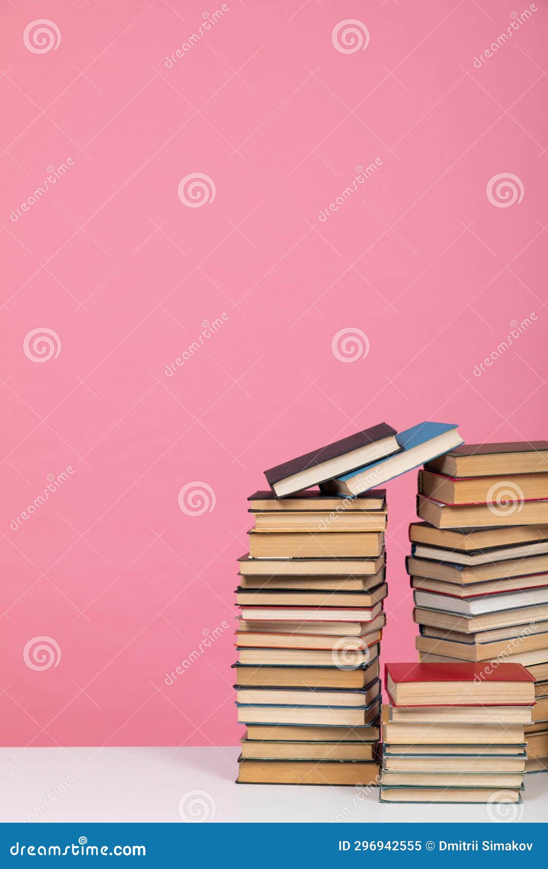 Science Education Stack of Books on Pink Background Literacy Training ...