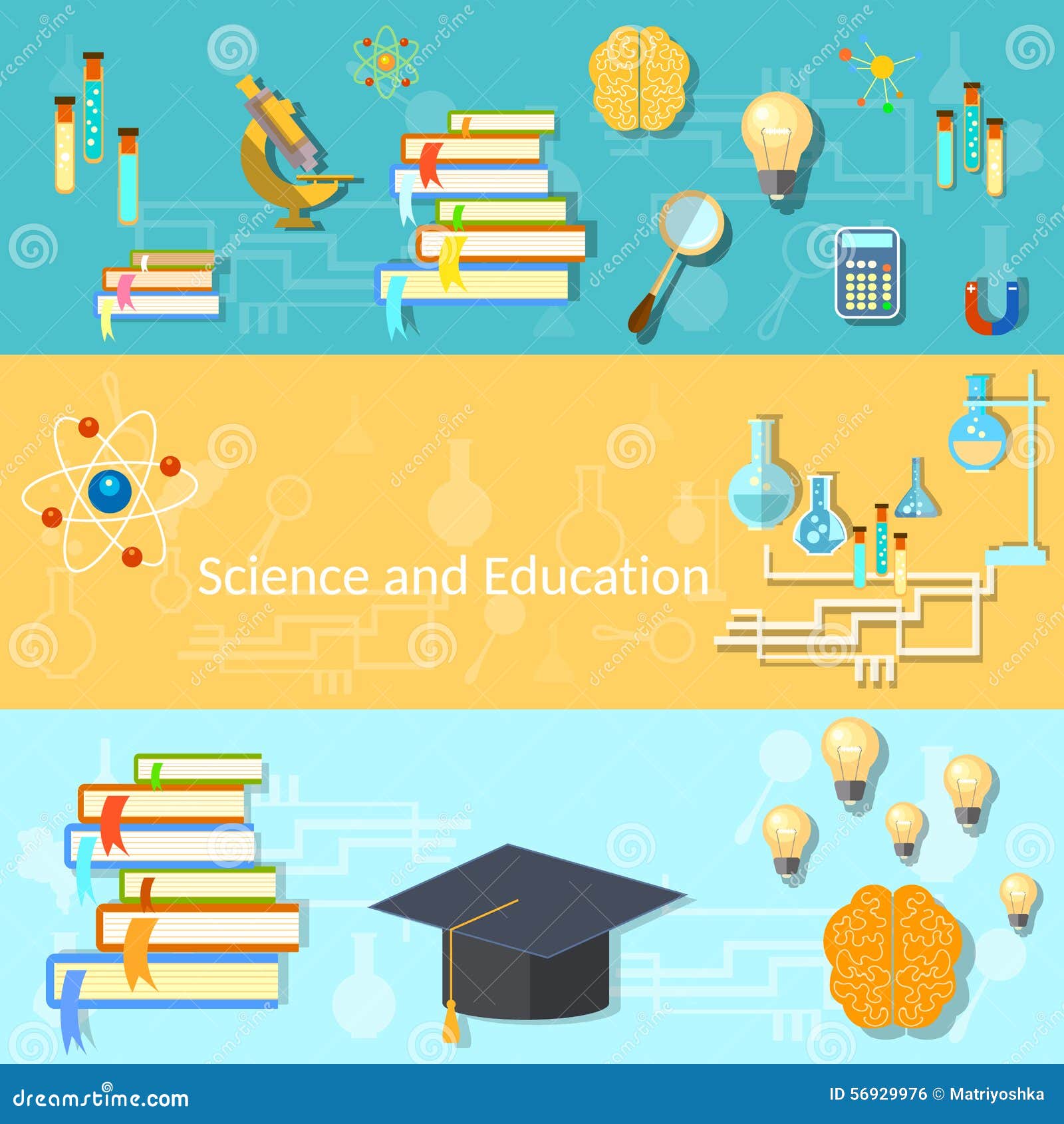 Science and Education, Training, Brain, Vector Banners Stock Vector ...