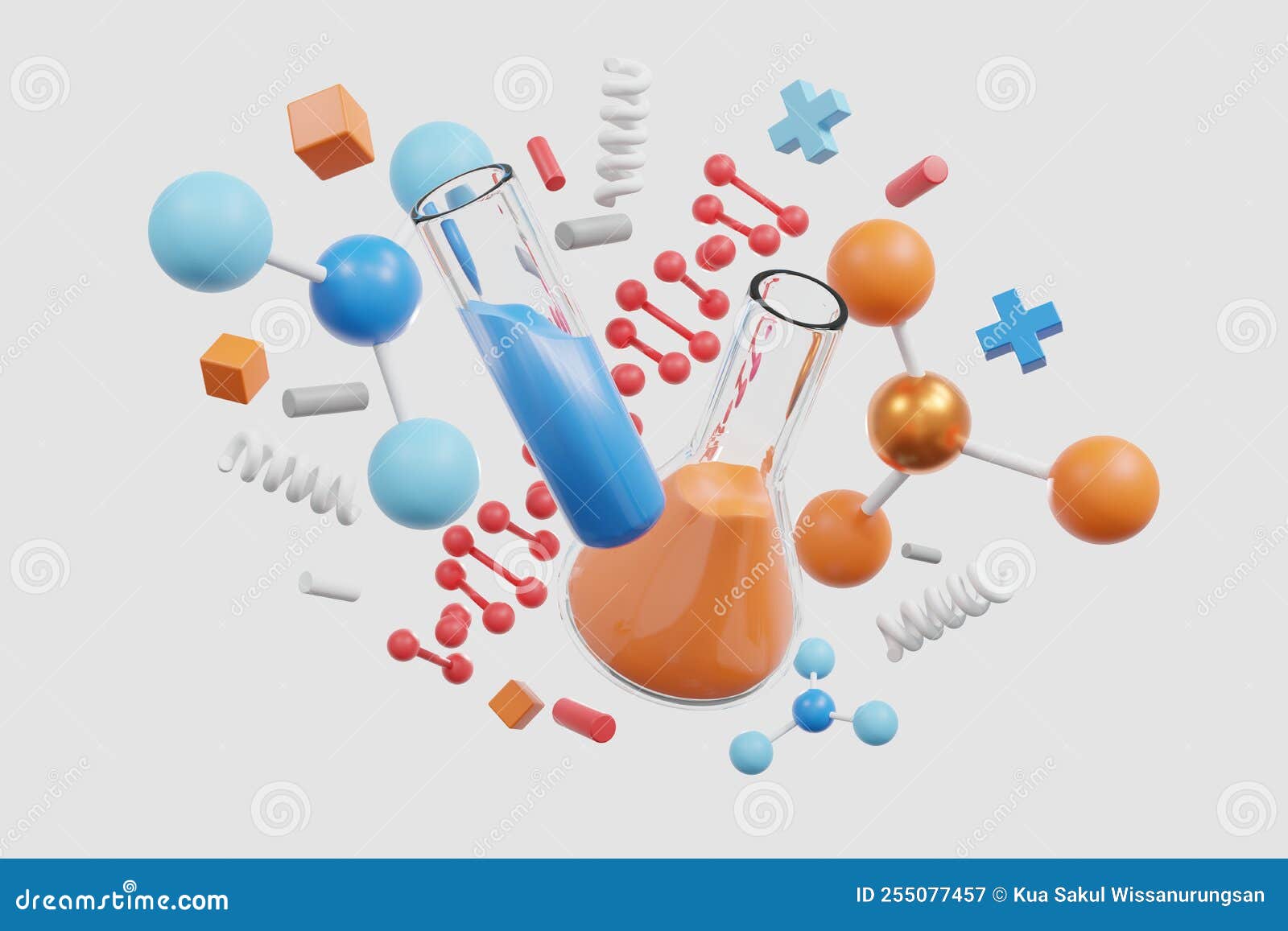 Science Elements Atomic Bottle DNA Molecule Plat Of Bacteria, Paper And ...