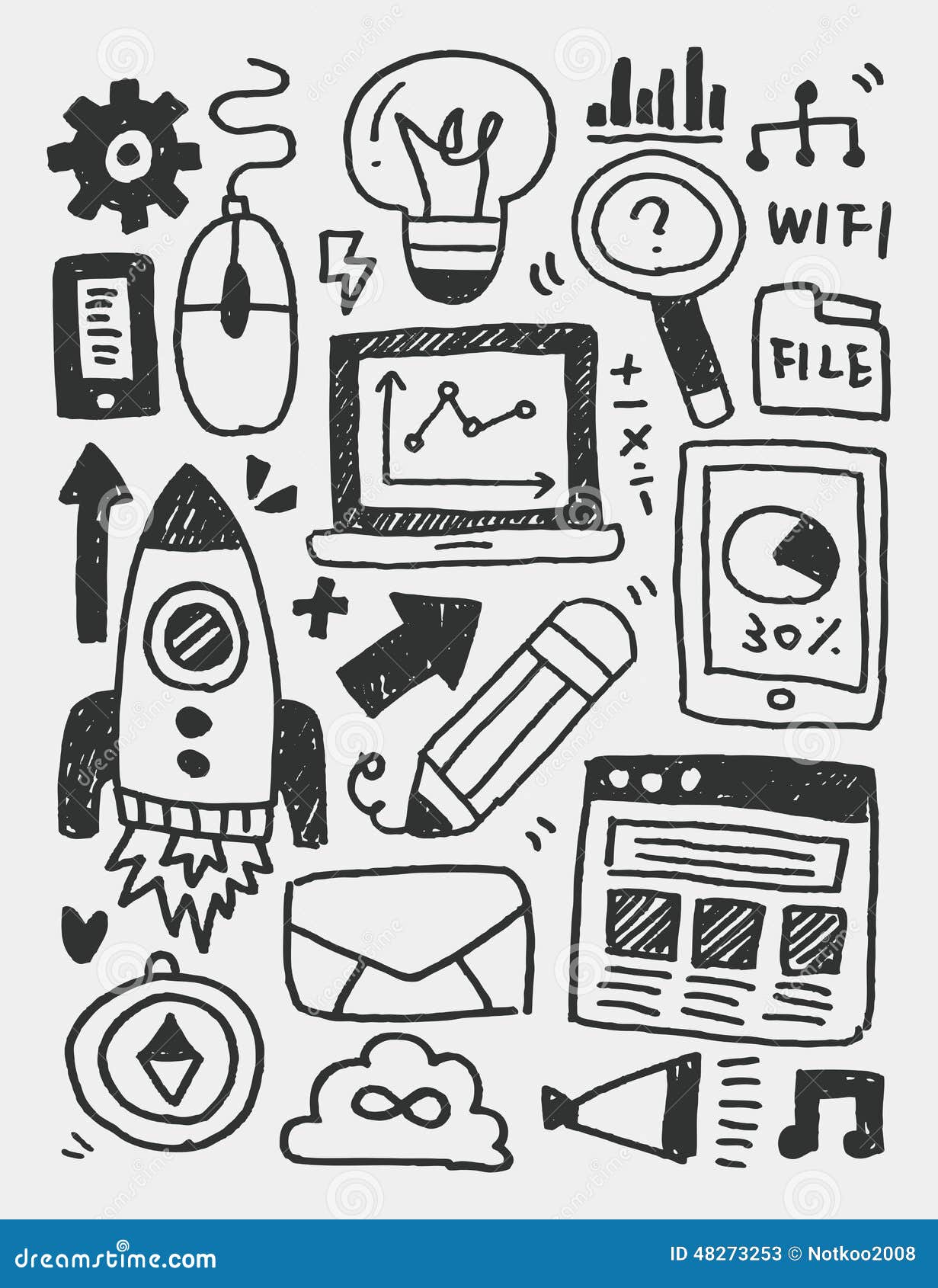 Science Elements Doodles Hand Drawn Line Icon,eps10 Stock Vector ...