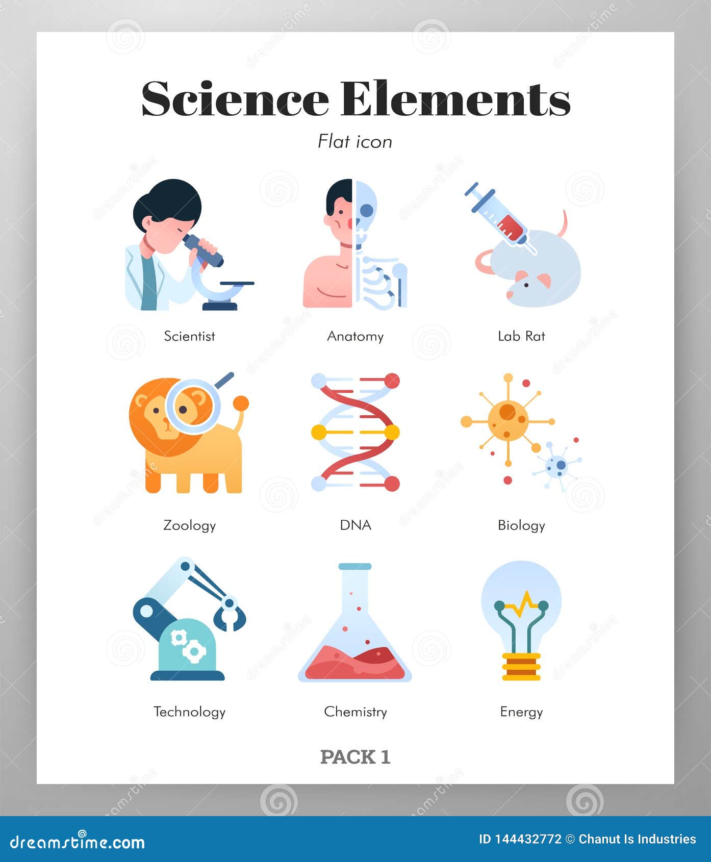 Science Elements Flat Illustration Stock Vector - Illustration of ...